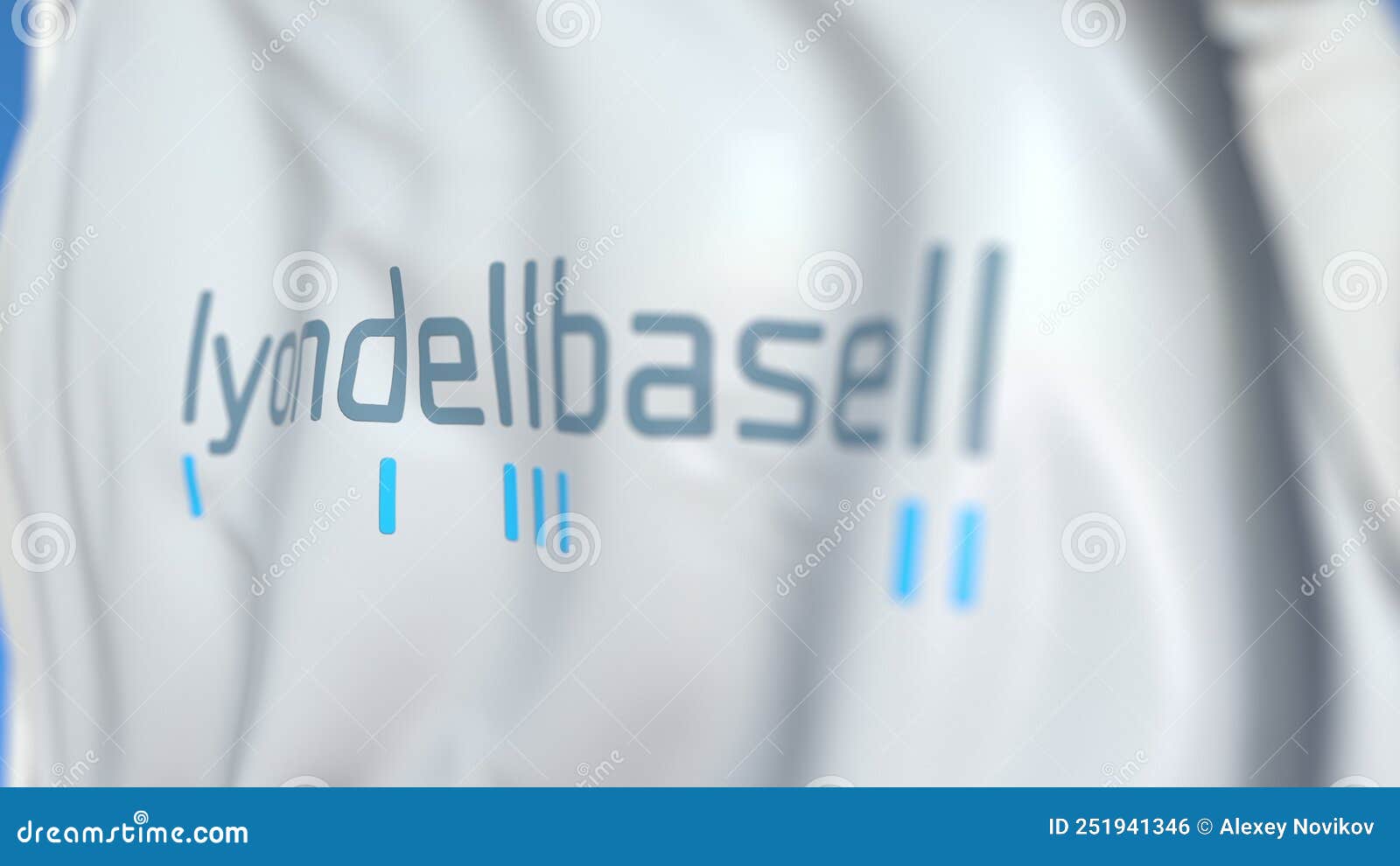 Flying Flag with LyondellBasell Logo, Close-up. Editorial 3D Rendering ...