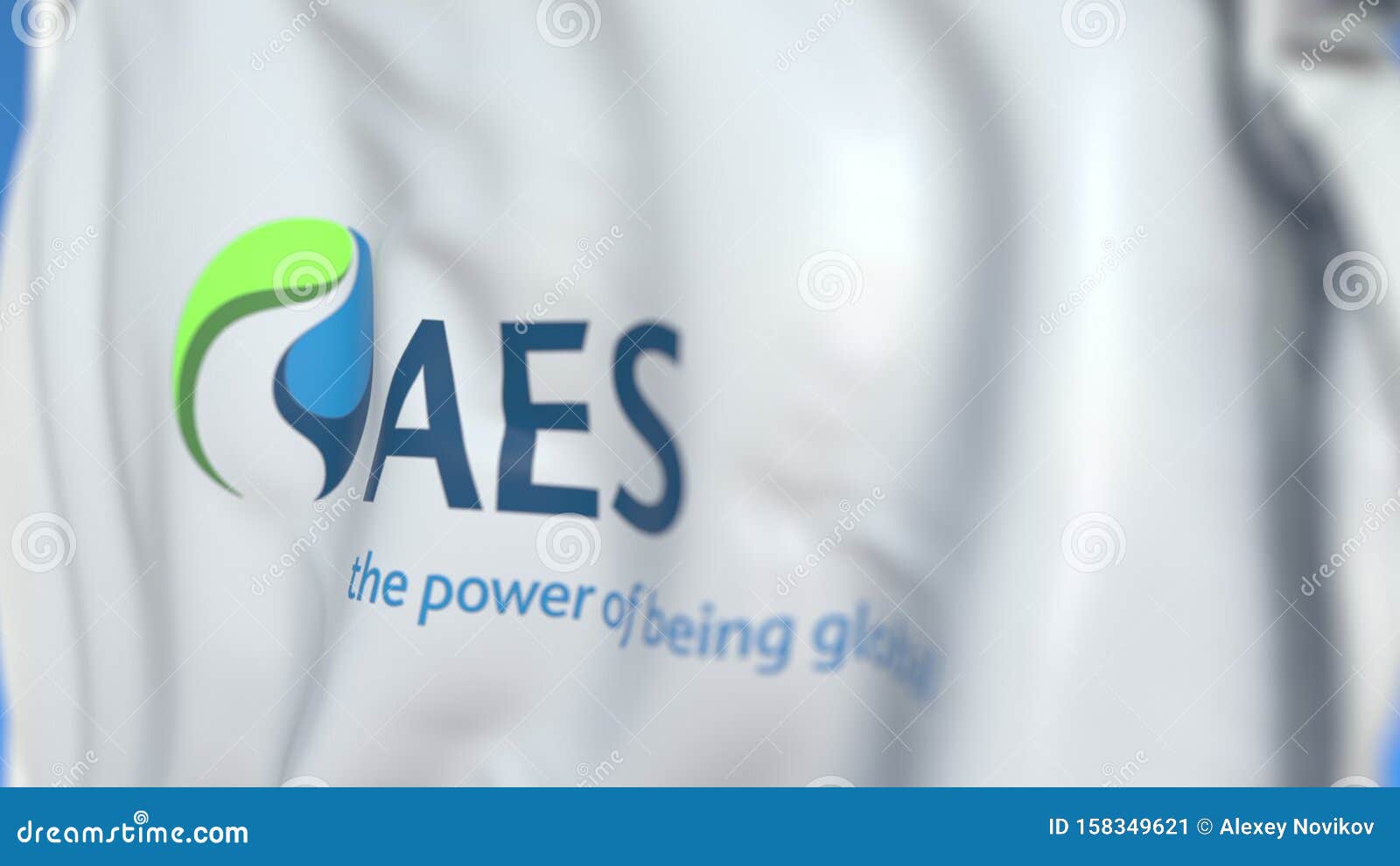 Flying Flag Mit AES Corporation Logo, Nahaufnahme Editorisches 3D ...