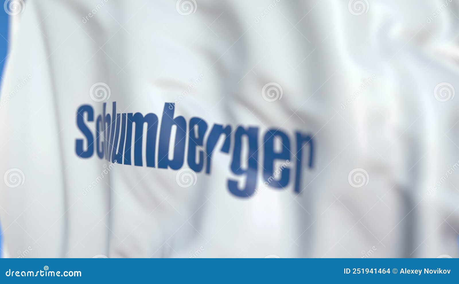 Flying Flag with Schlumberger Logo, Close-up. Editorial 3D Rendering ...
