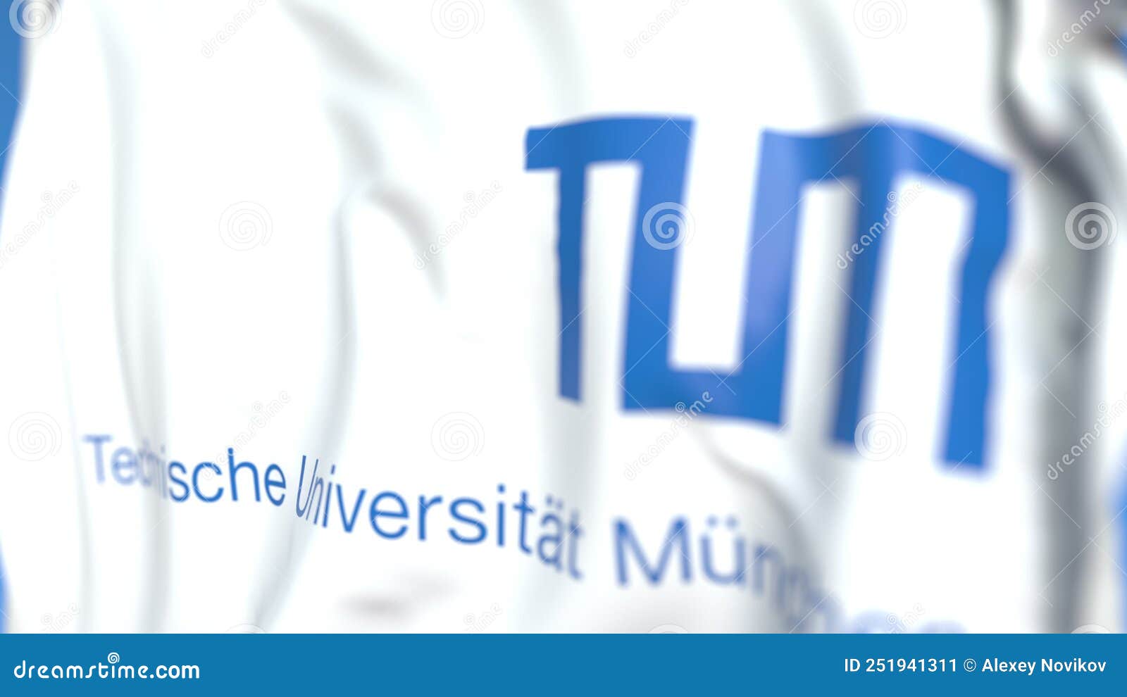 Flying Flag with Technical University of Munich Emblem, Close-up ...