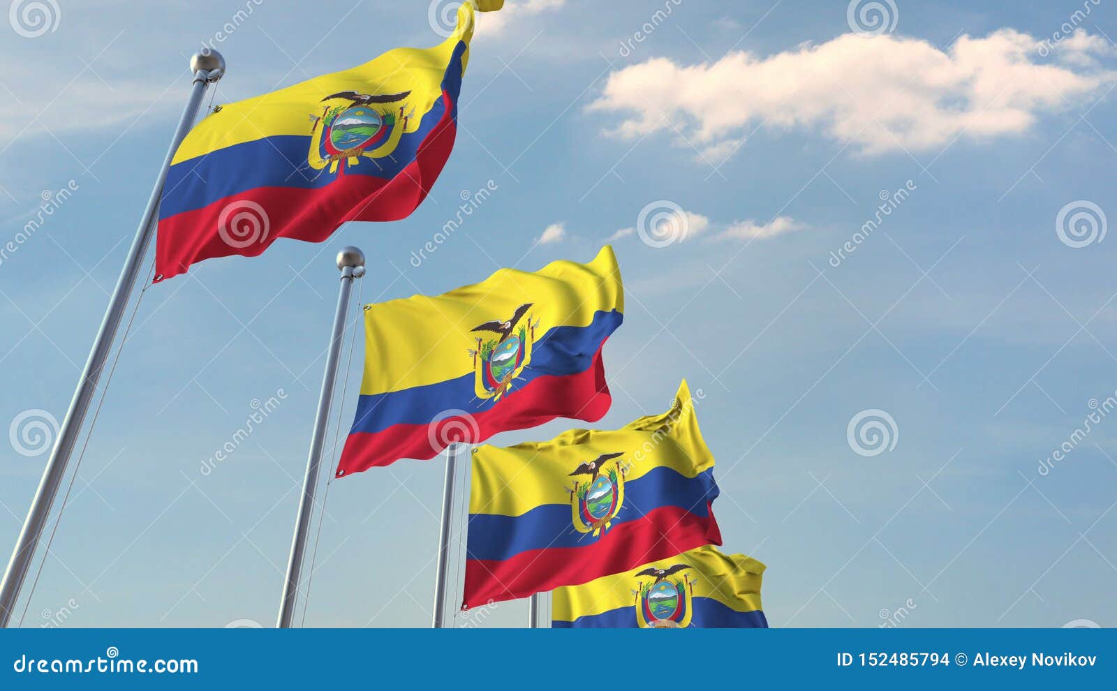 Flying Flags of Ecuador. 3D Rendering Stock Illustration - Illustration ...