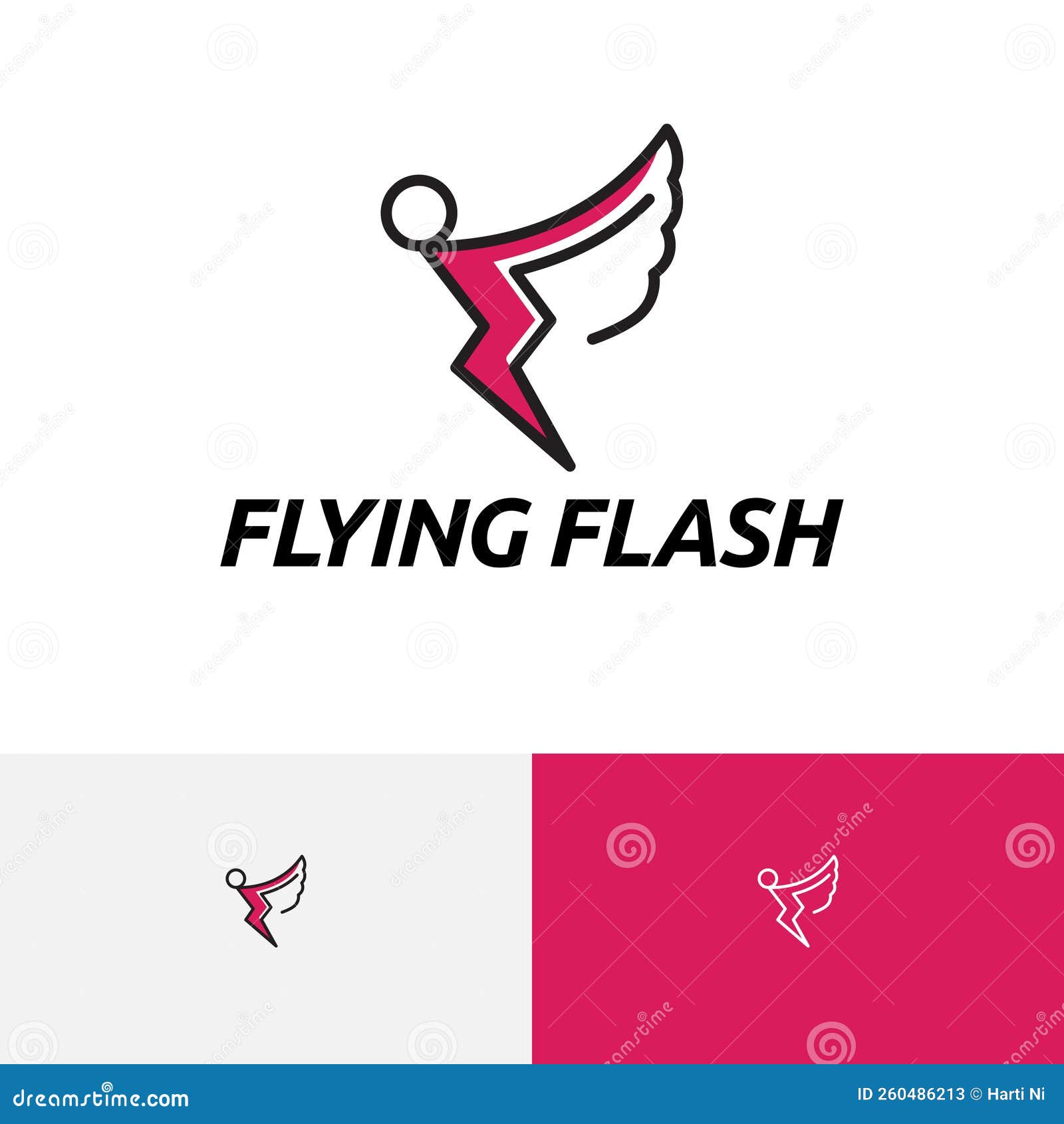 Flying Flash Angel Wing Thunder Power Energy Logo Stock Illustration ...