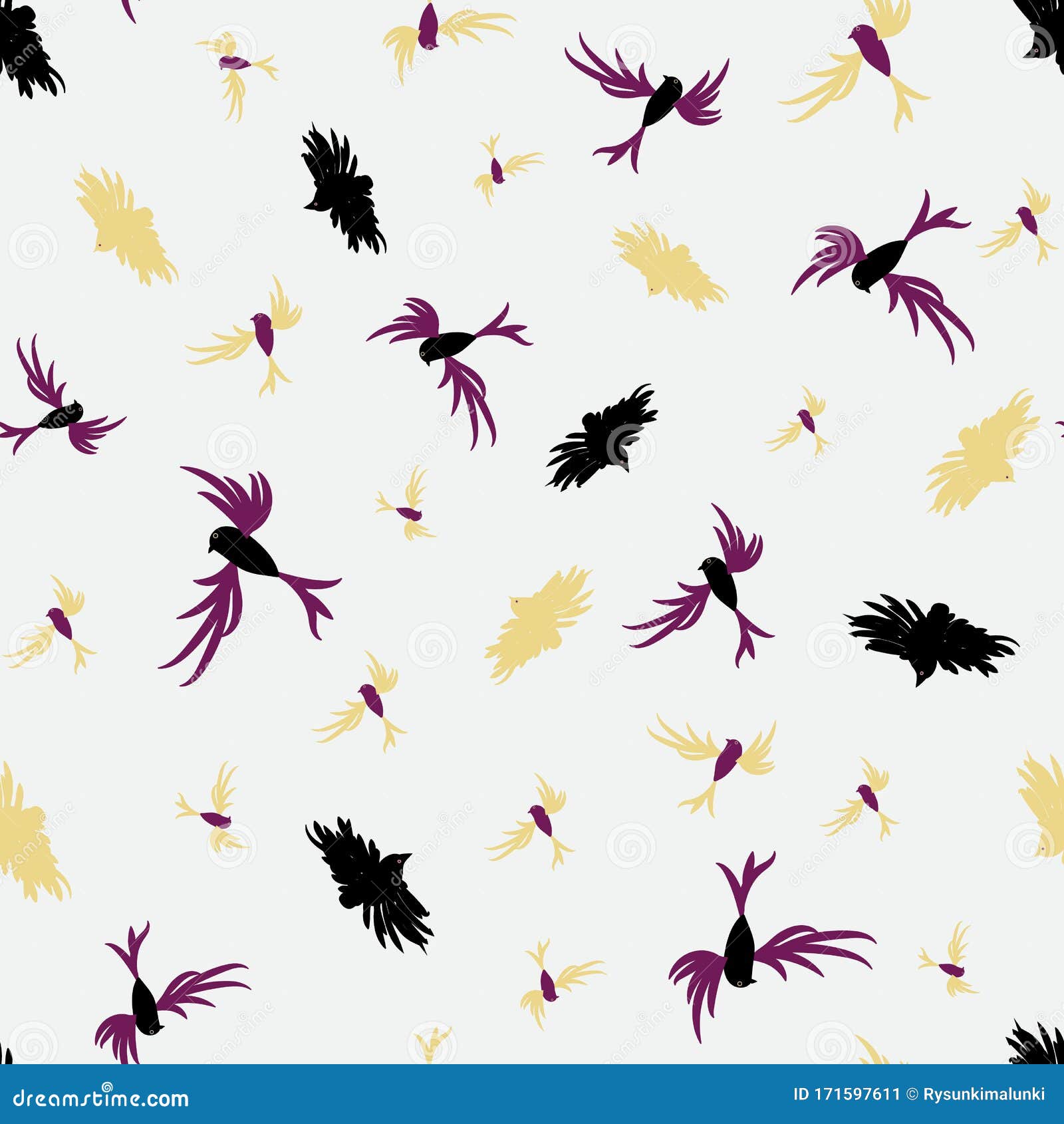 Flying Flock of Birds Seamless Vector Pattern Stock Vector ...