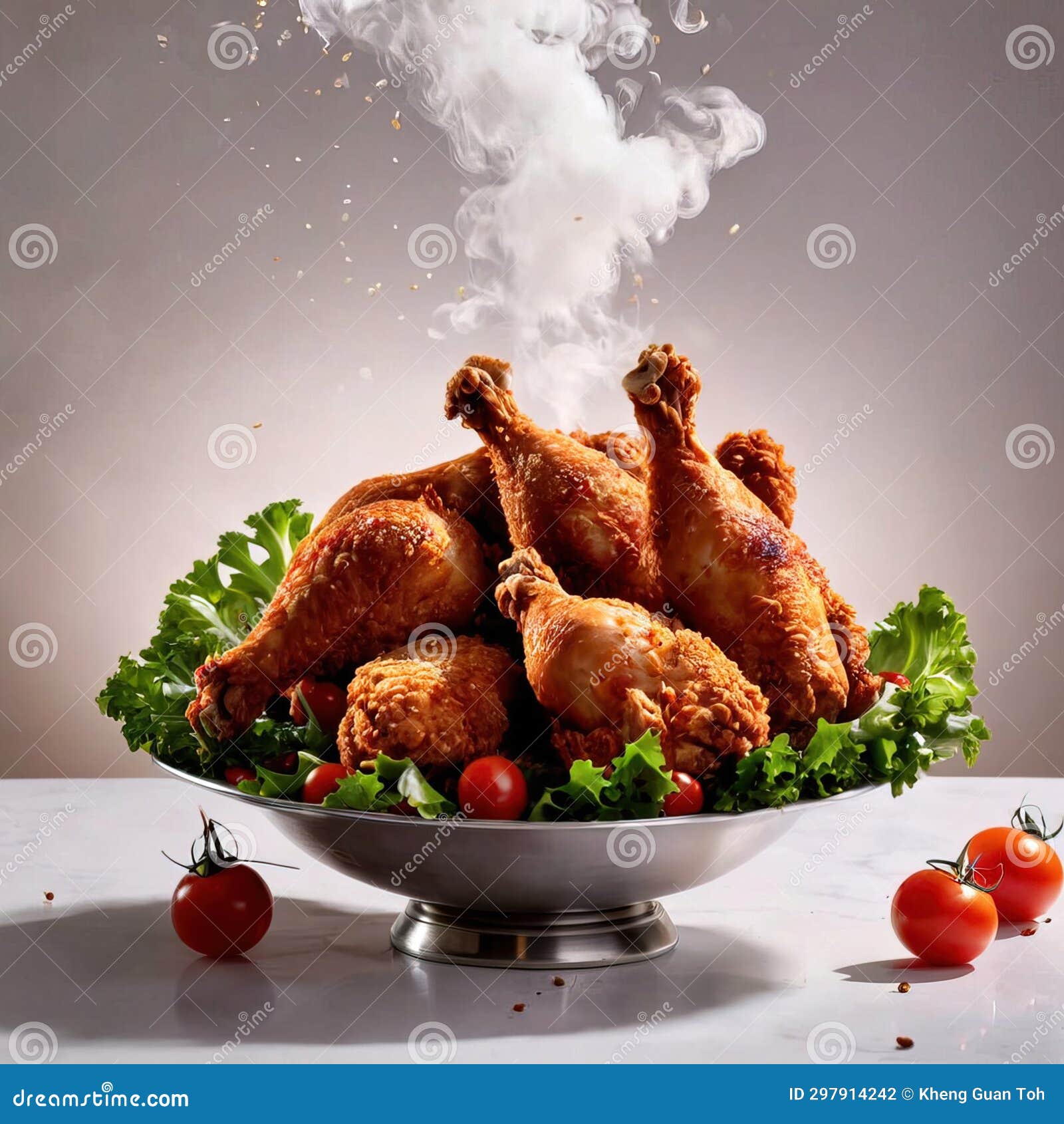 Flying Food Photography with Fried Chicken Stock Illustration ...
