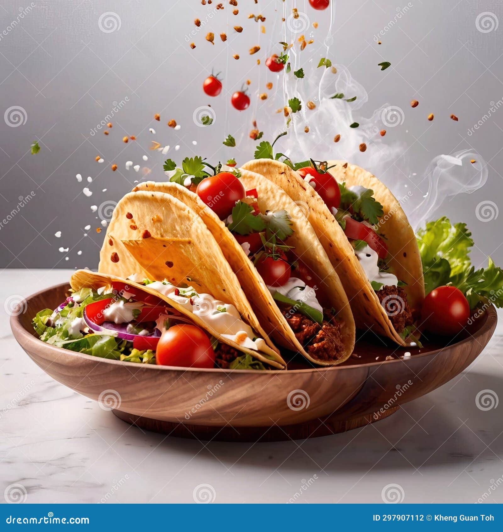 Flying Food Photography with Tacos Stock Illustration - Illustration of ...