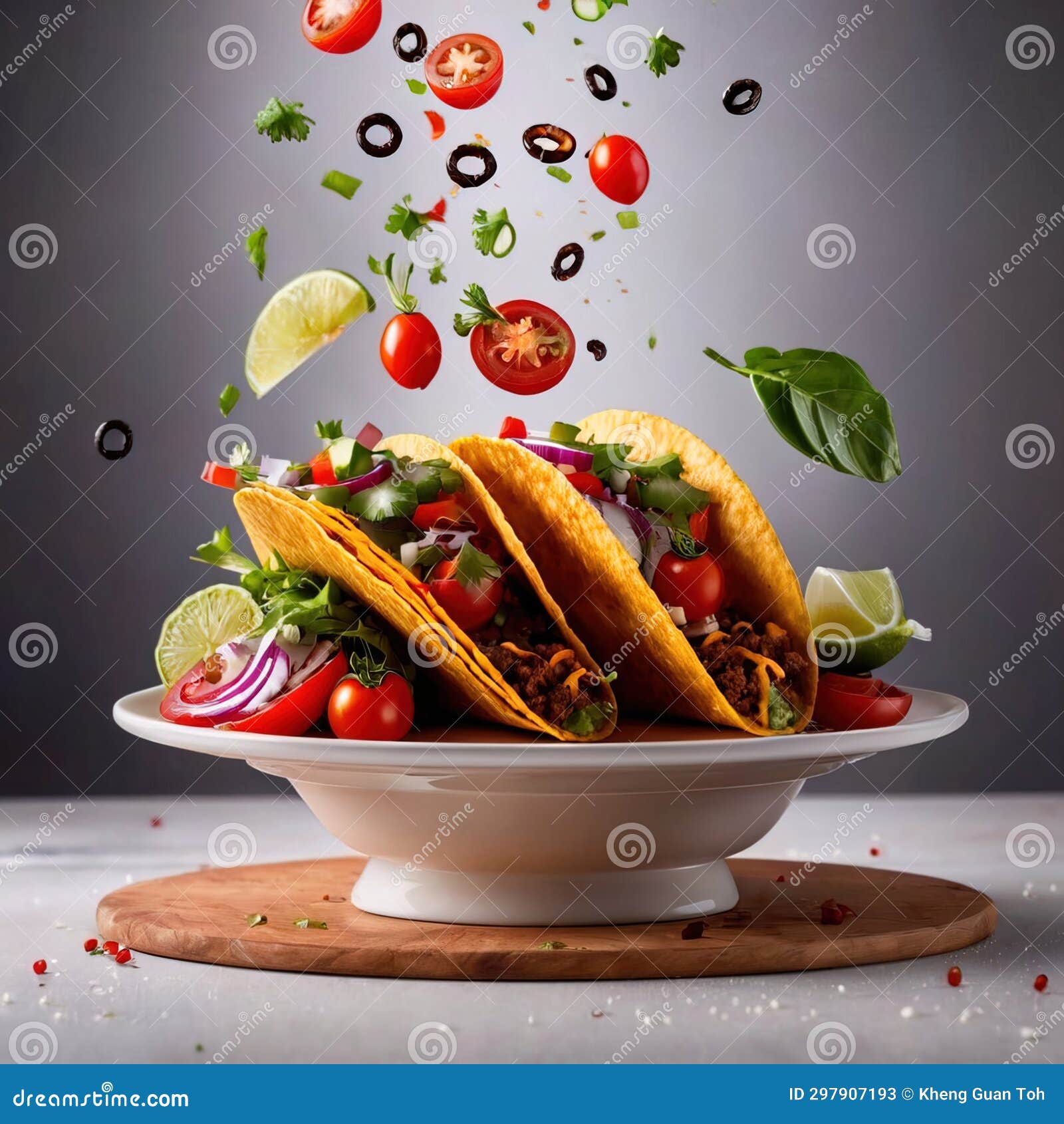 Flying Food Photography with Tacos Stock Illustration - Illustration of ...