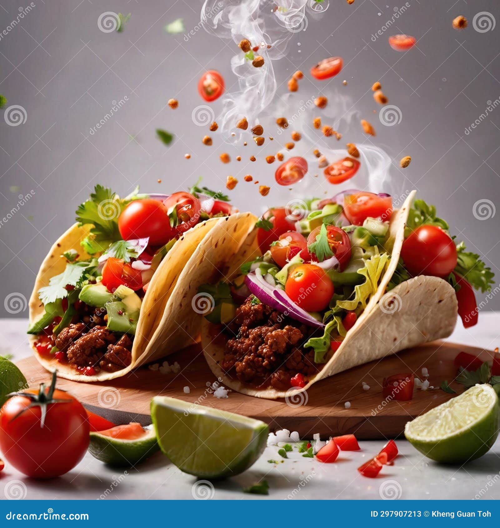 Flying Food Photography with Tacos Stock Illustration - Illustration of ...