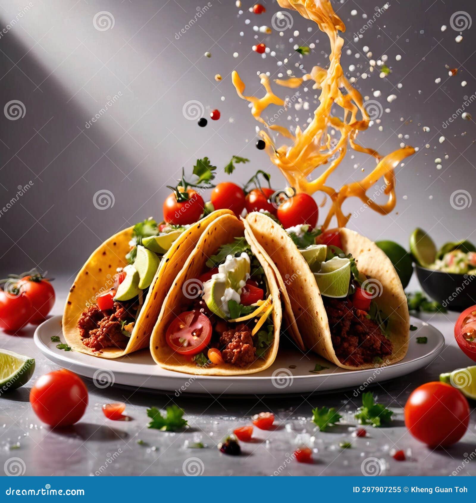 Flying Food Photography with Tacos Stock Illustration - Illustration of ...