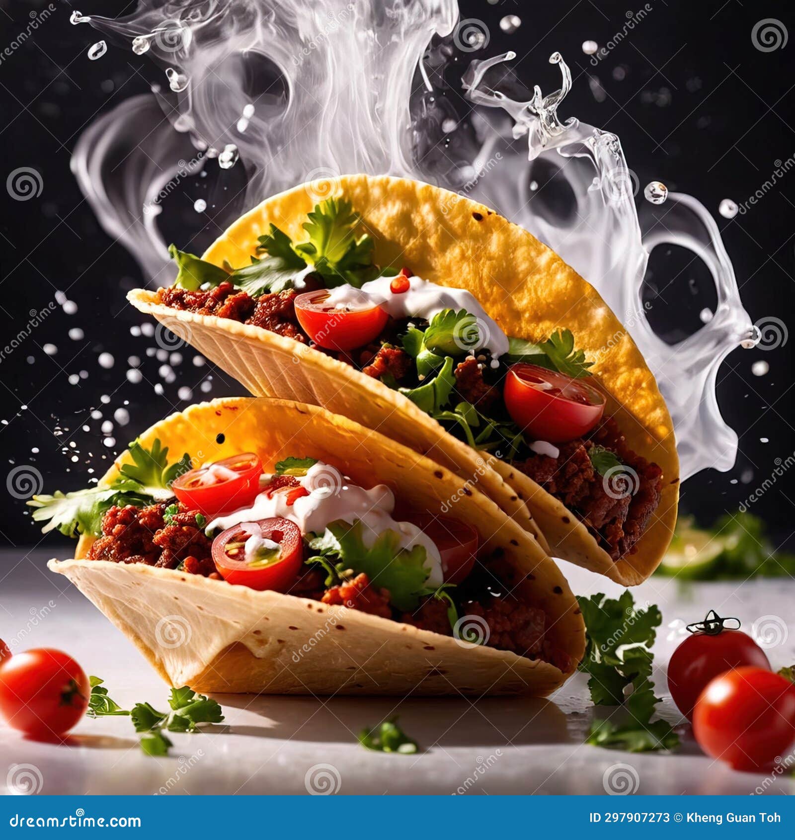 Flying Food Photography with Tacos Stock Illustration - Illustration of ...