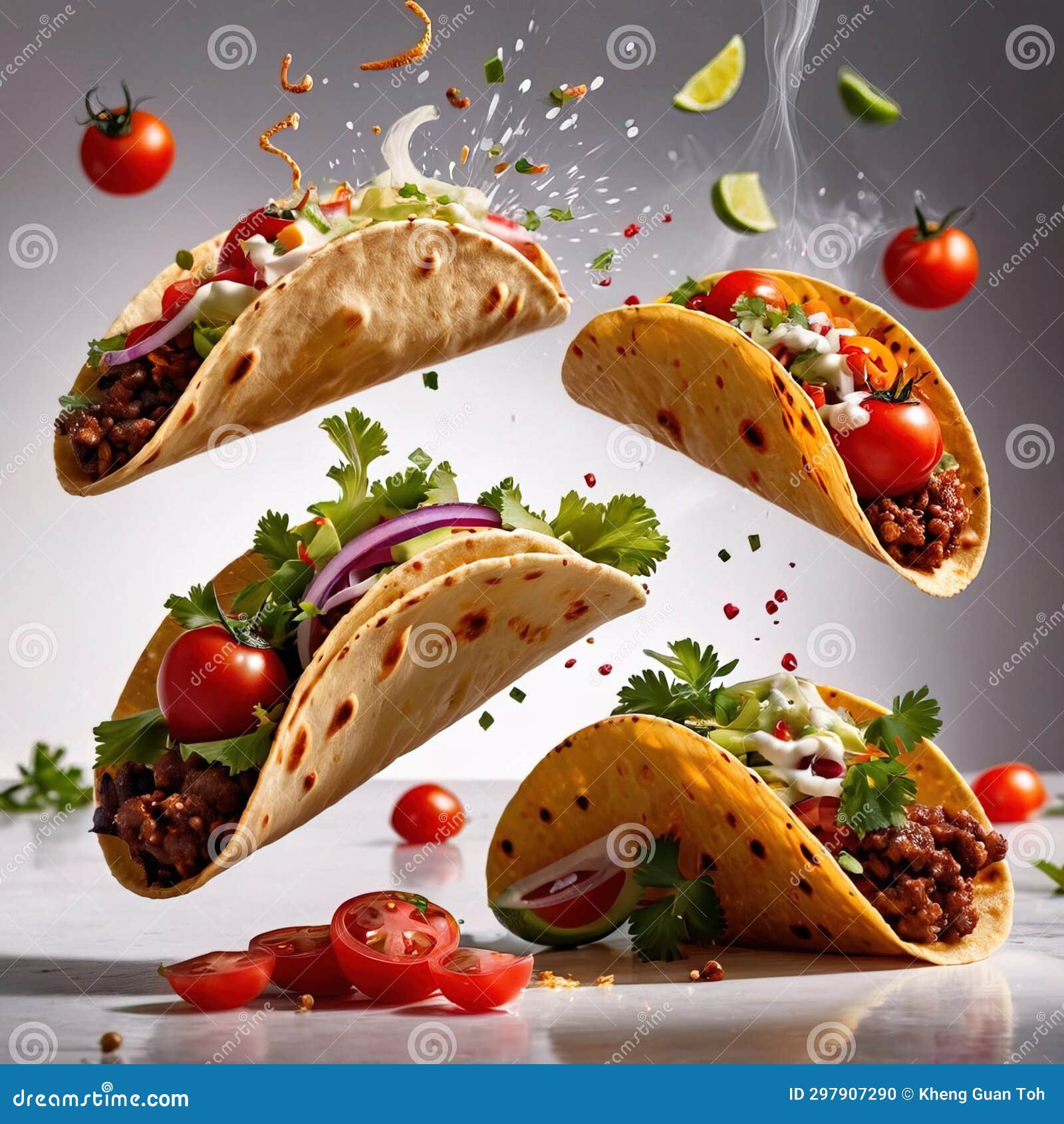 Flying Food Photography With Pork Chops | CartoonDealer.com #297917988