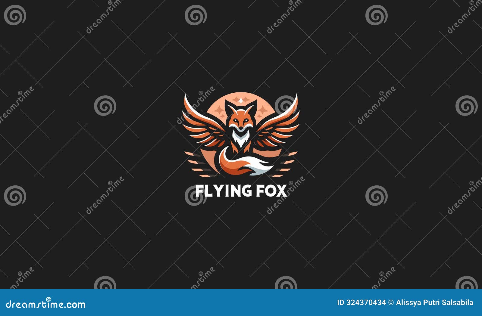Flying Fox Orange with Wings Vector Logo Design Stock Vector ...