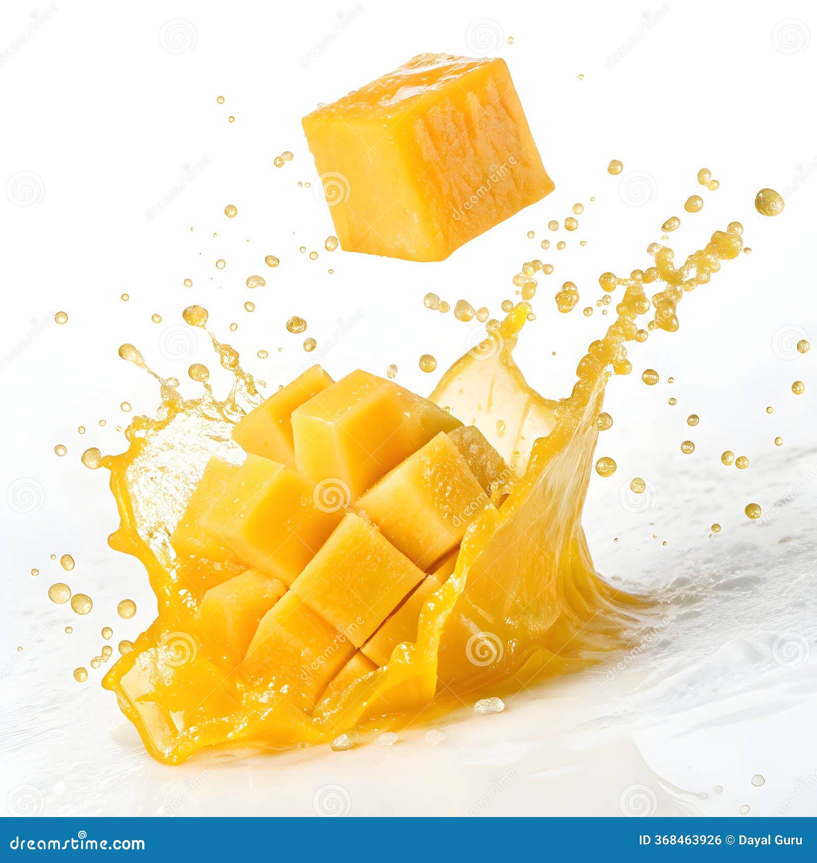 Mango In Ice Cube Isolated On White With Depth Of Field Effects. Ice ...