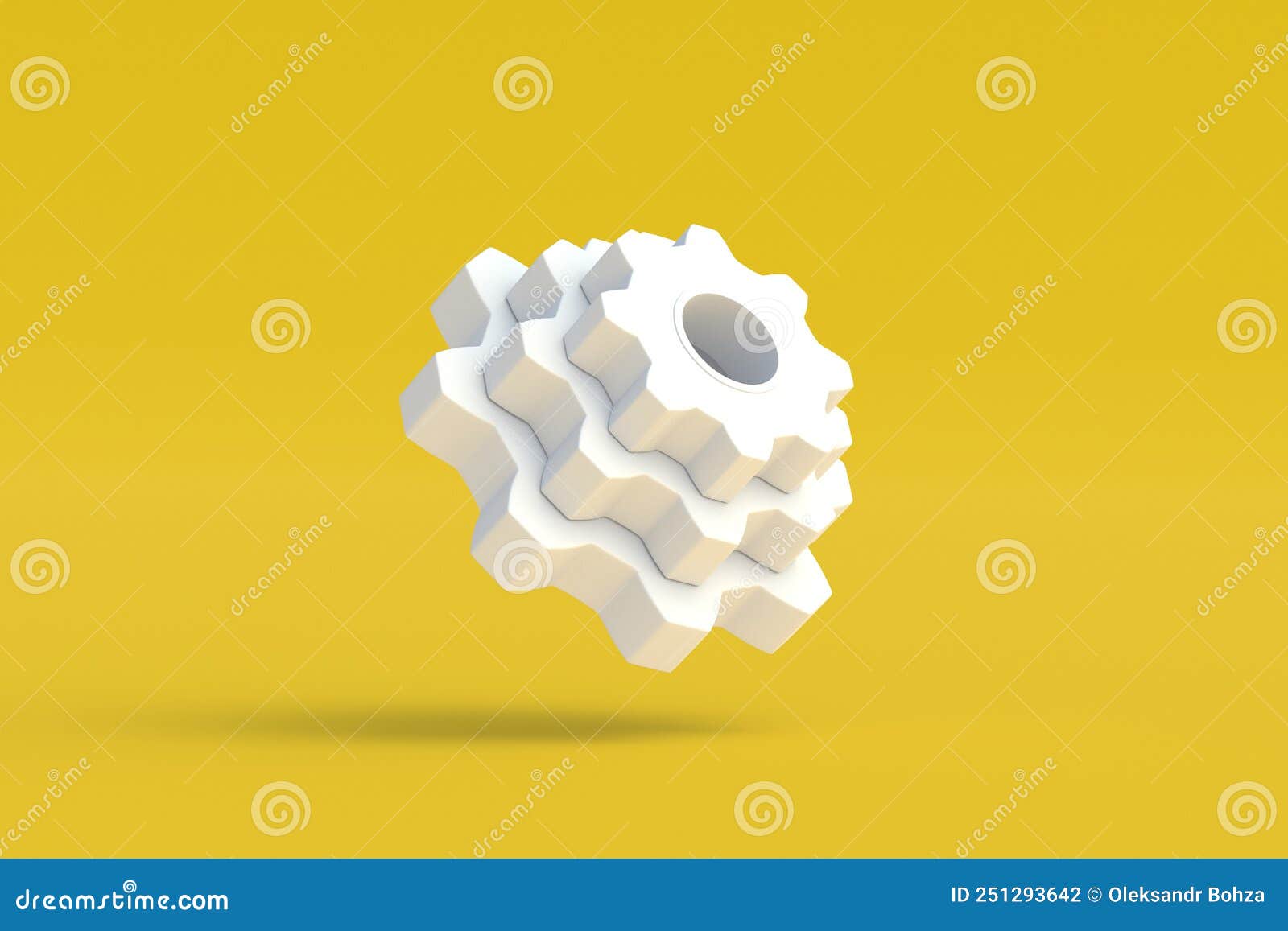 Levitating Gear On Yellow Background. Engineering Technology. Mechanism ...