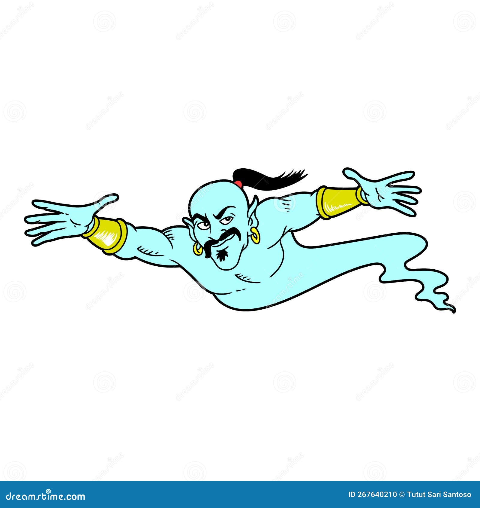 Flying genie stock vector. Illustration of fantasy, flat - 267640210