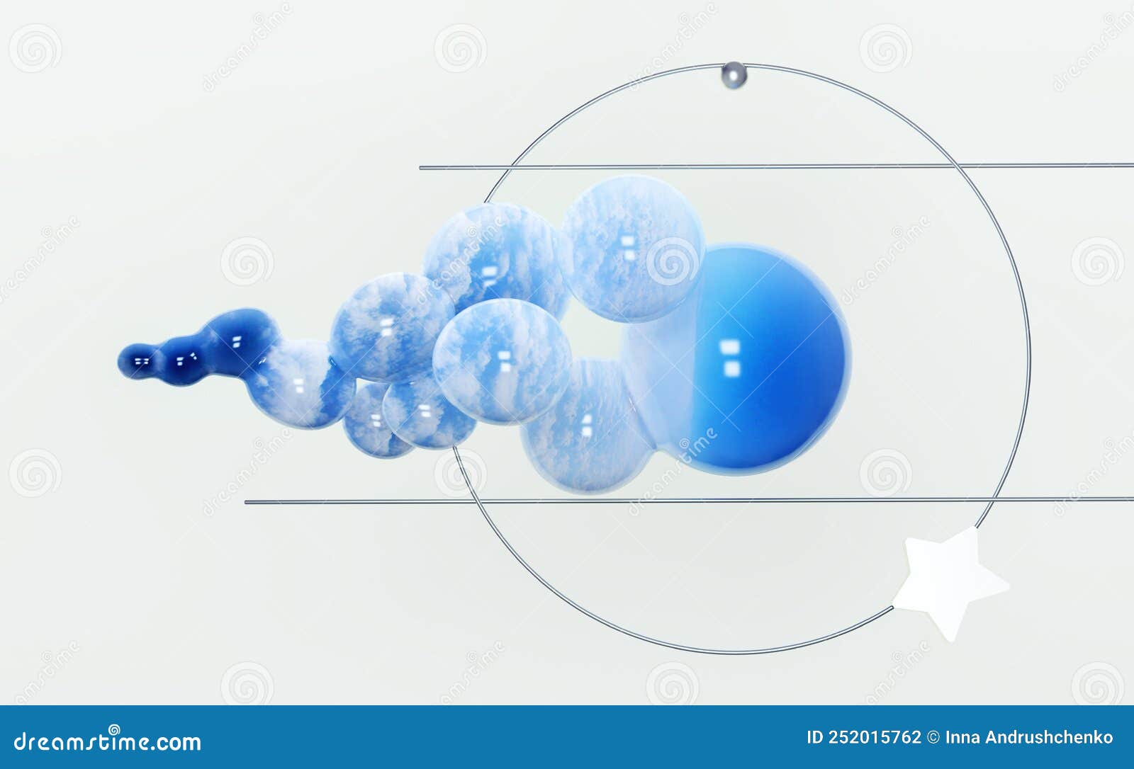 Flying Geometric Shape in Motion with Round Frame Clouds. Clouds ...