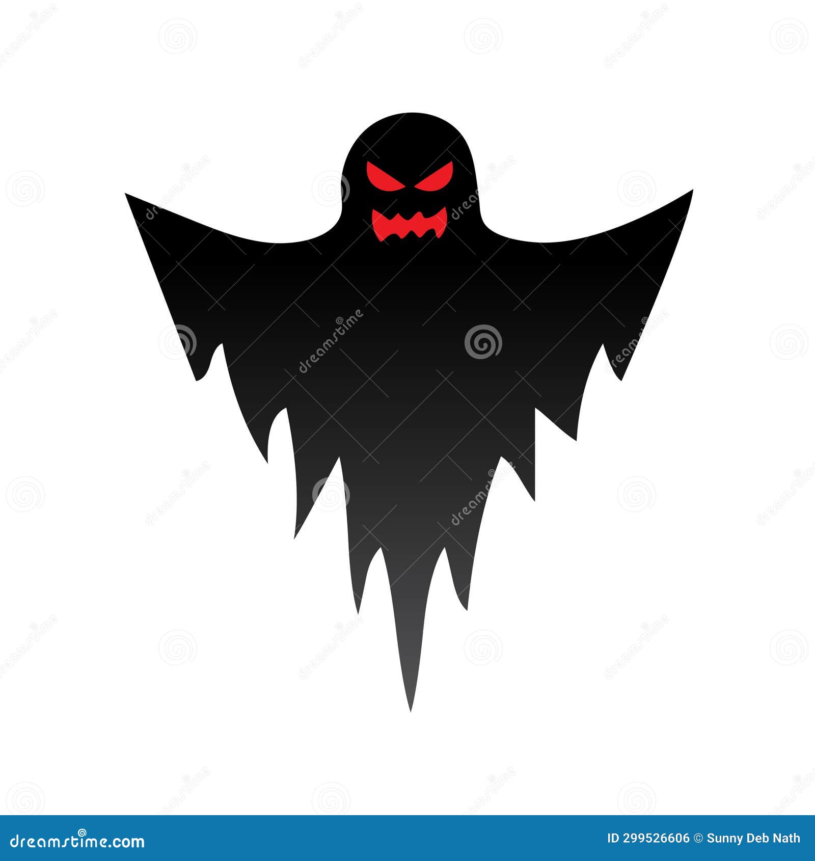 Flying Ghost with an Angry Expression Vector Illustration. Stock Vector ...