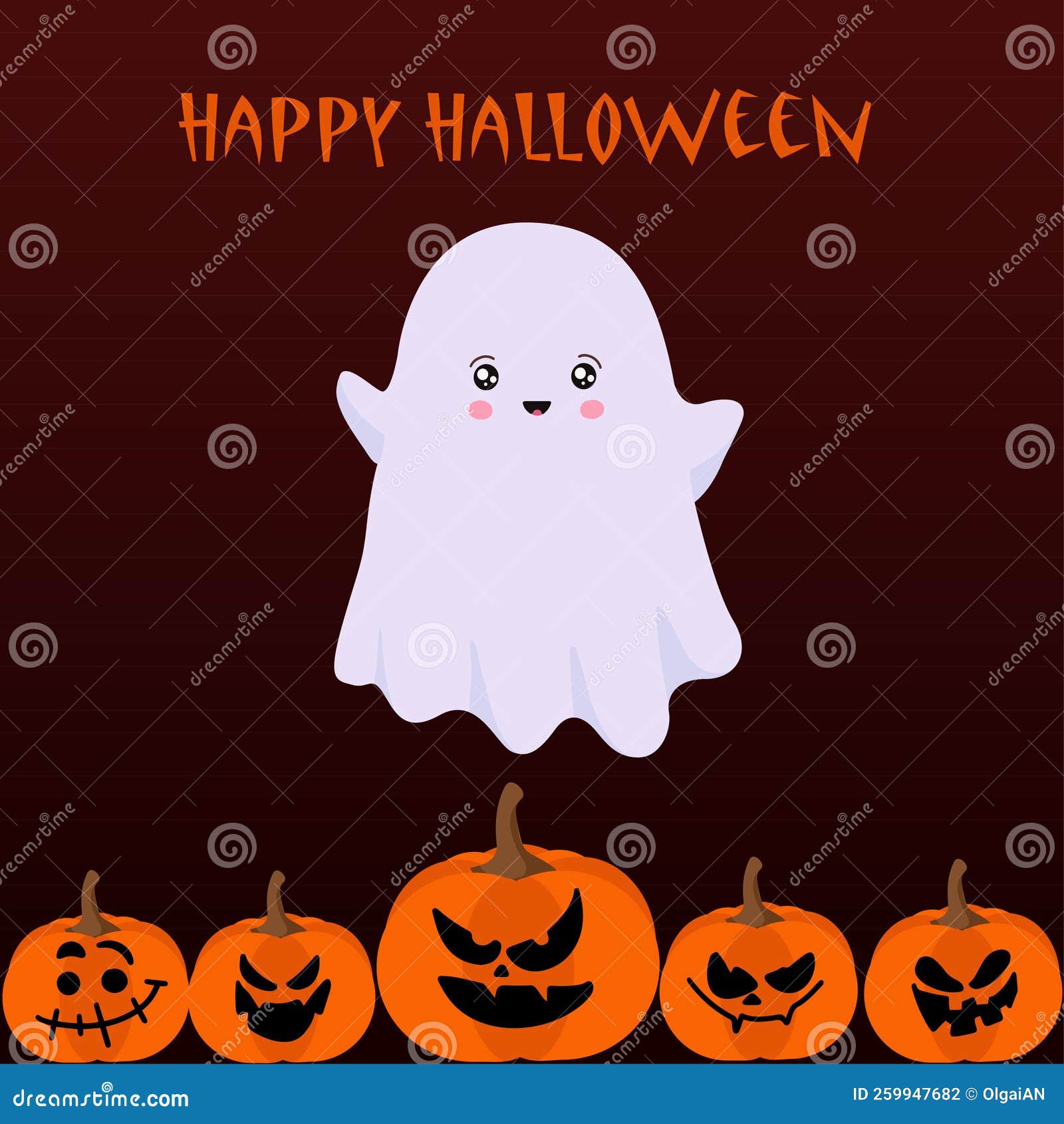 Flying Ghost Ghost Boo. Happy Halloween. the White Ghost. Flat Design ...