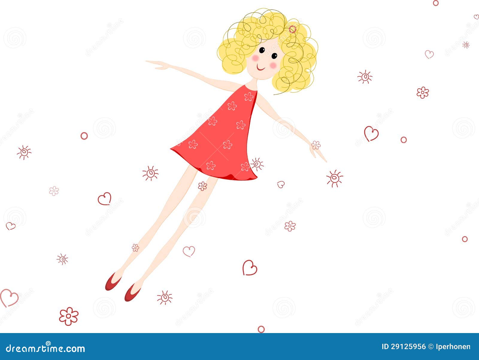 Flying girl stock vector. Illustration of blonde, girl - 29125956