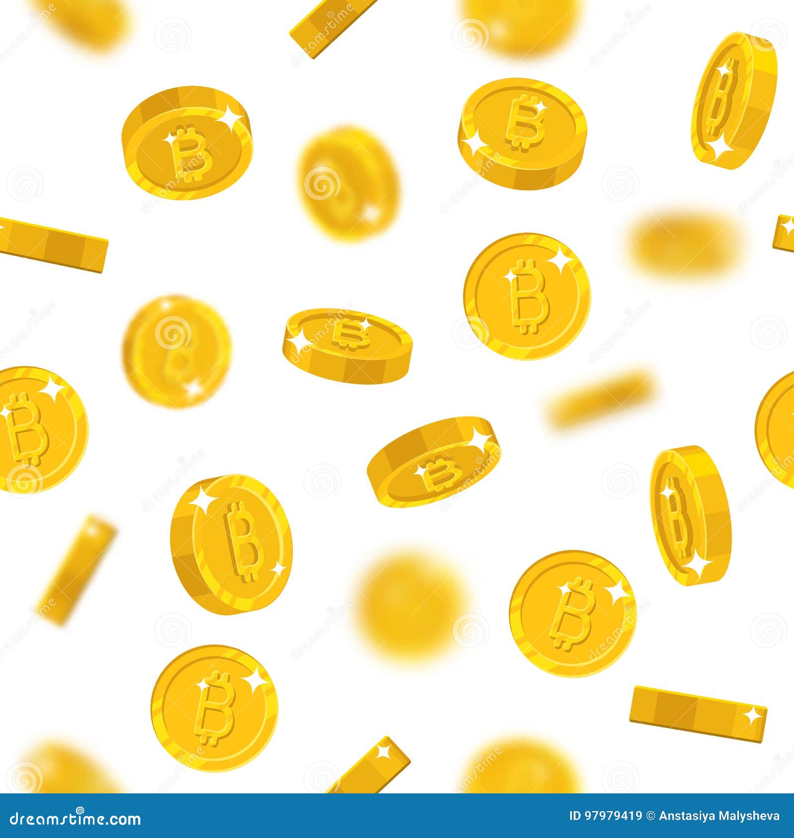 Flying Gold Bitcoins Seamless Pattern Stock Vector - Illustration of ...