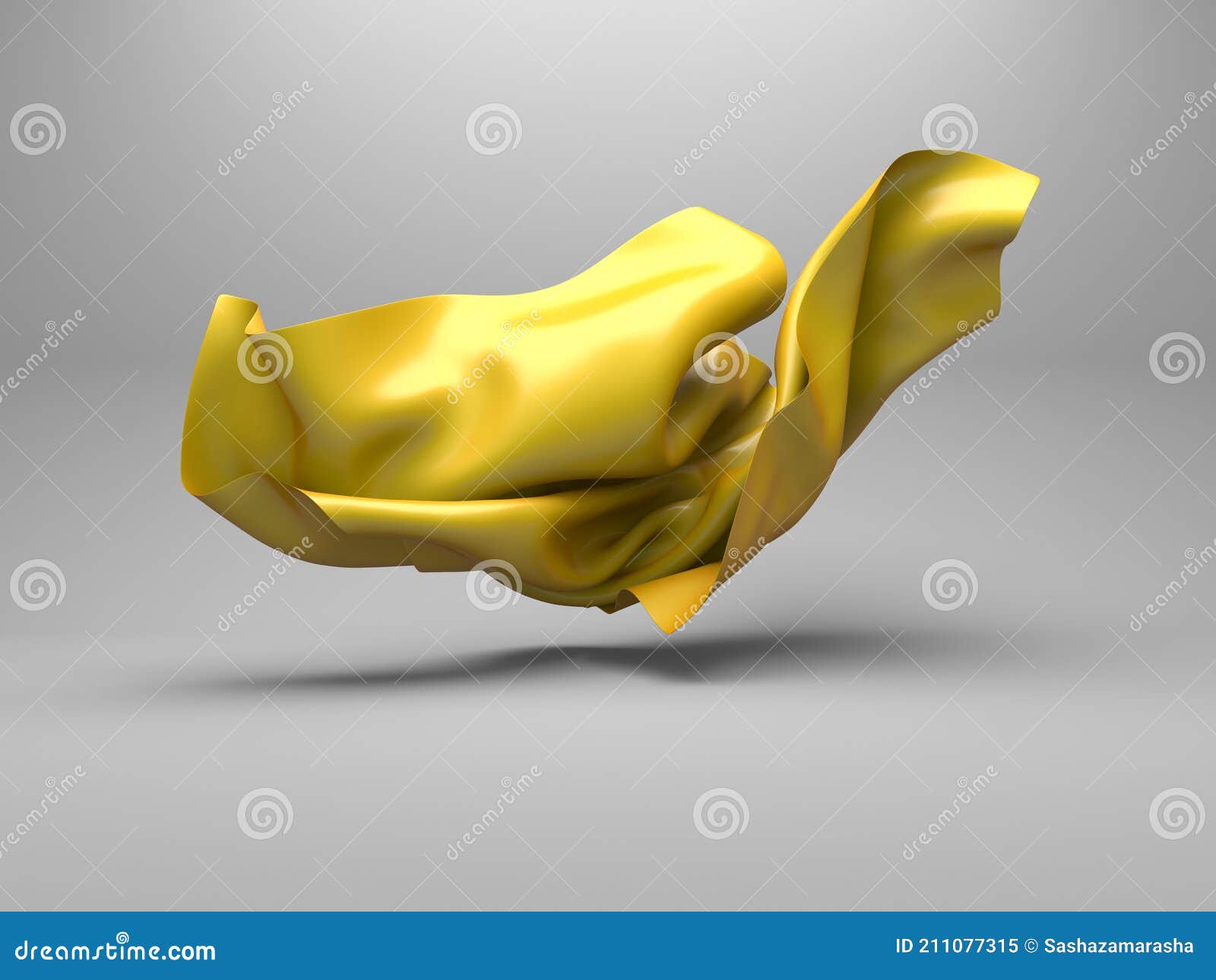 Flying Golden Silk Fabric. Design Element Stock Illustration ...