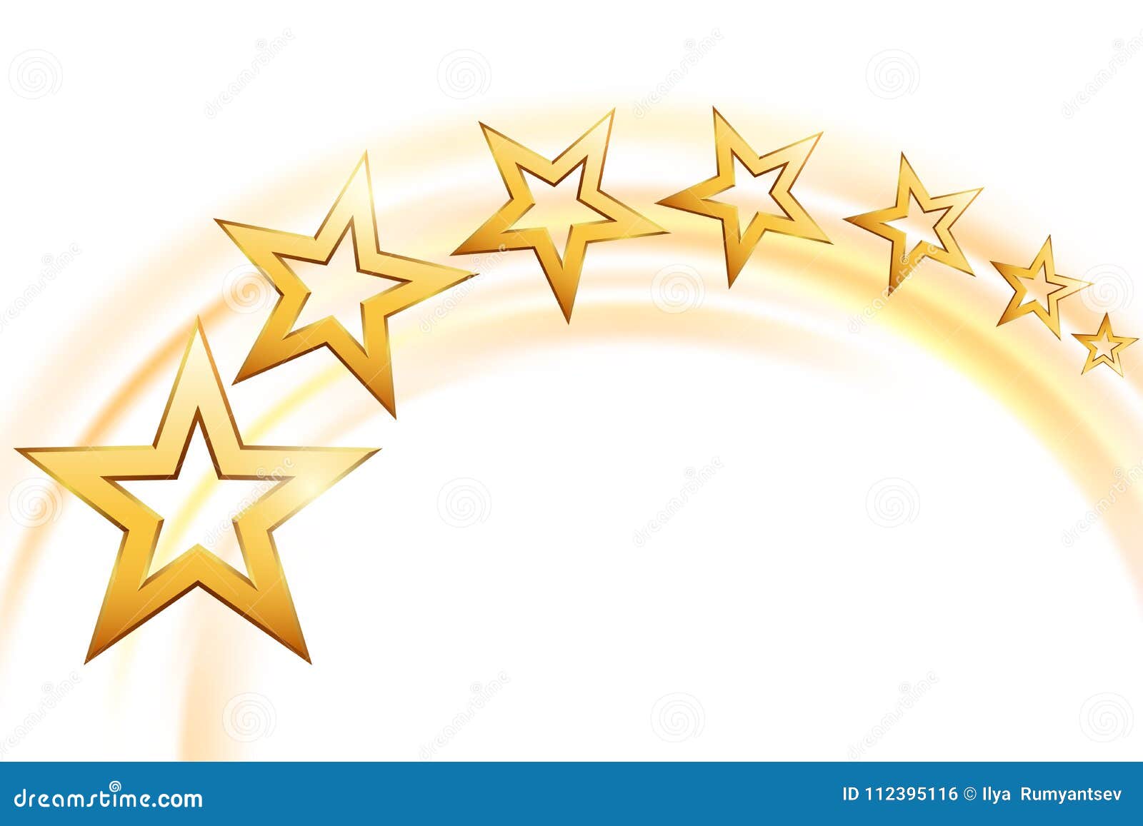 Flying Golden Stars On Abstract Blurred Background Vector Illustration ...