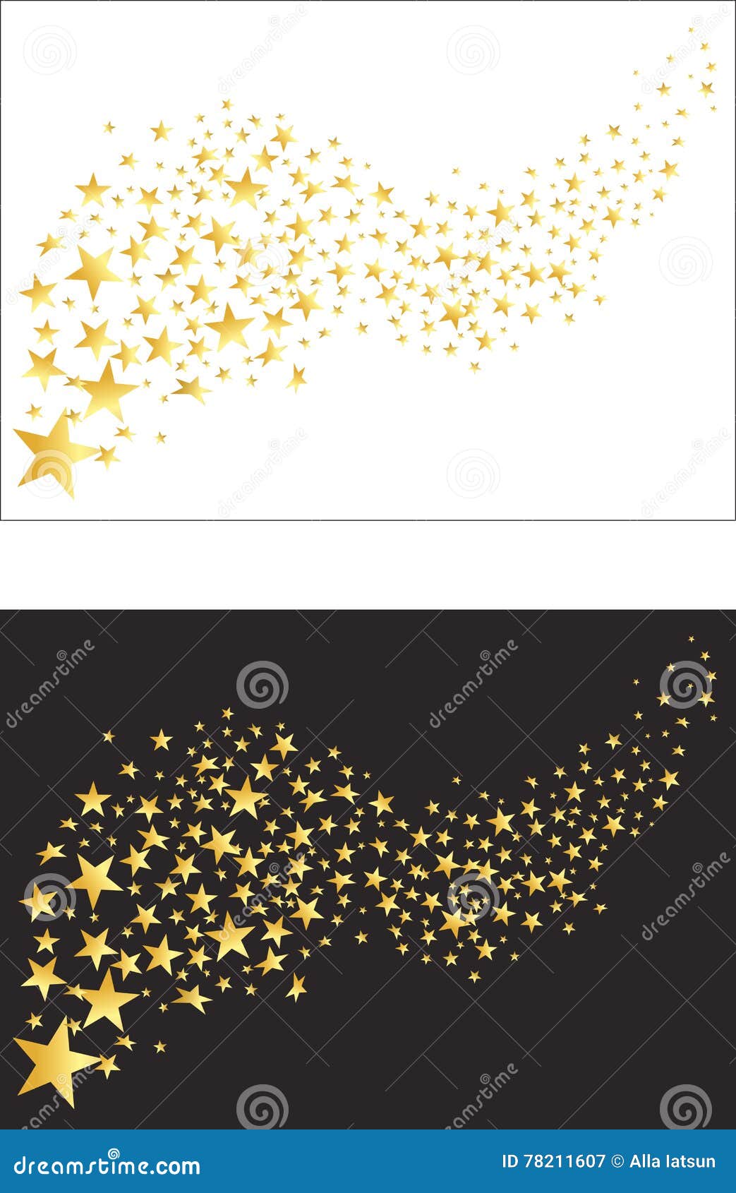 Flying Golden Stars. Vector Stock Vector - Illustration of black, shape ...