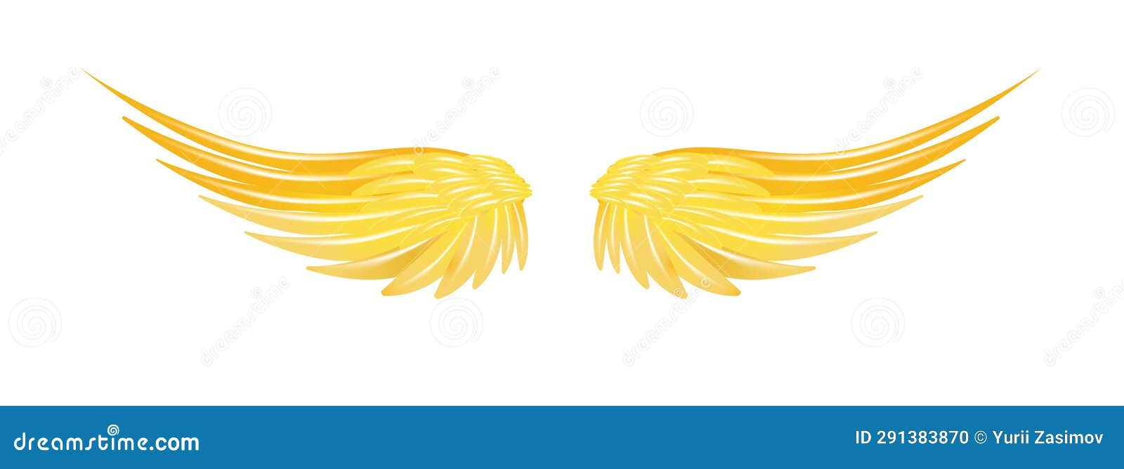 Flying with Golden Wings Isolated on a White. 3D Vector Stock Vector ...