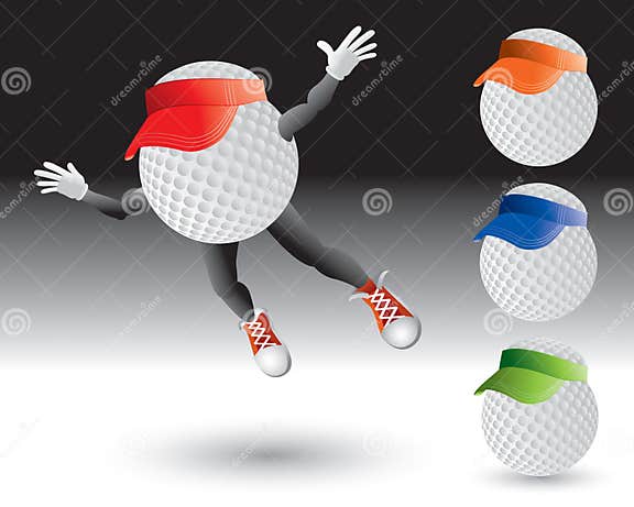 Flying Golf Ball Characters with Visors Stock Vector - Illustration of ...