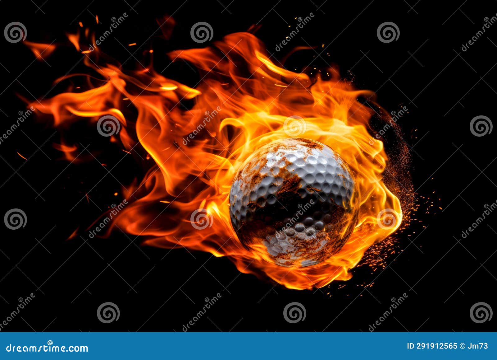 Flaming Golf Ball Tearing A Hole In The Background Vector Illustration ...