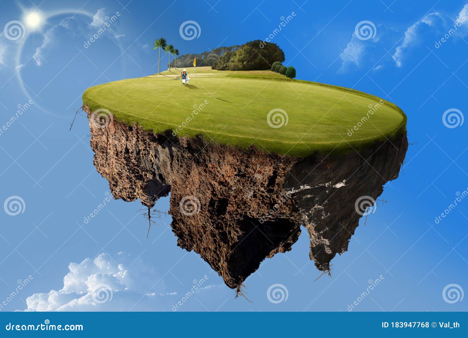 The flying golf course stock illustration. Illustration of girl - 183947768
