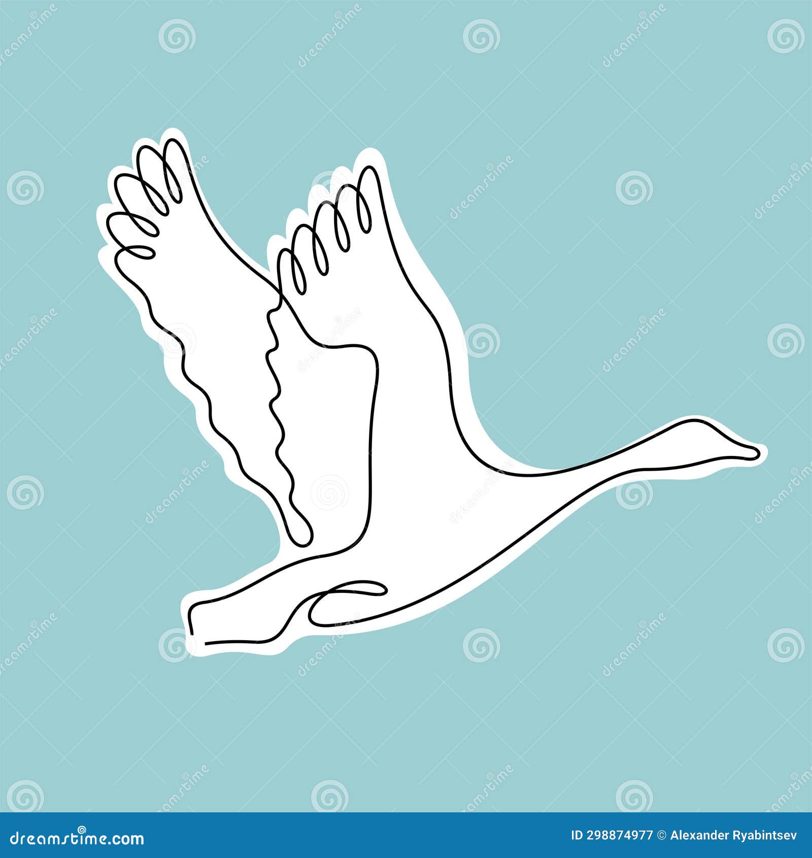 Flying Goose One Line Vector Illustration Stock Vector - Illustration ...