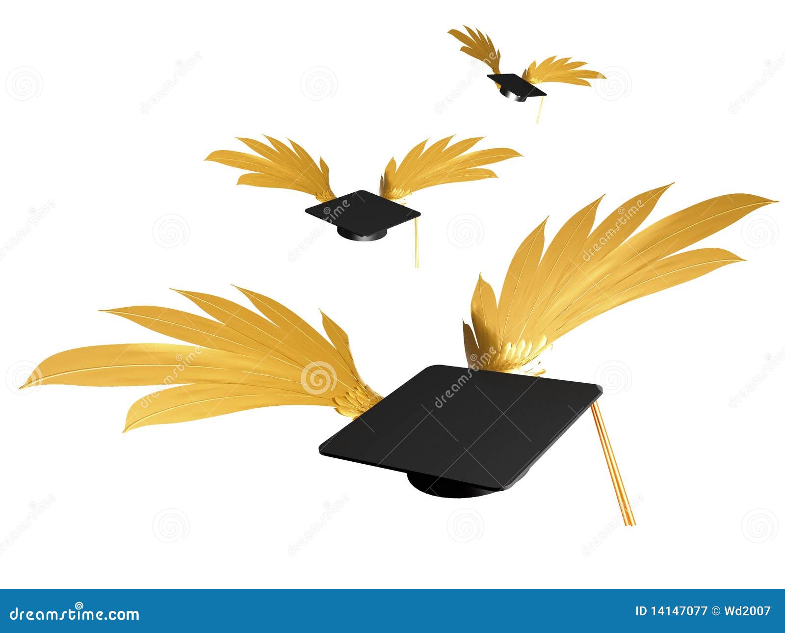Flying Graduation Caps Illustration | CartoonDealer.com #14147077