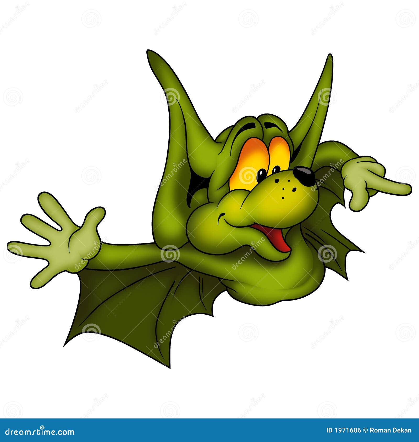 Flying green bat stock illustration. Illustration of cartoon - 1971606