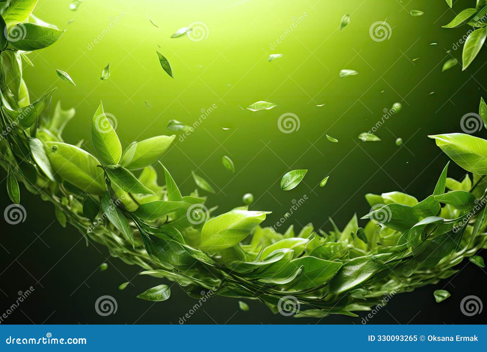 Flying Green Tea Leaves, Ted Leaf Realistic Background, Tea Leaves ...
