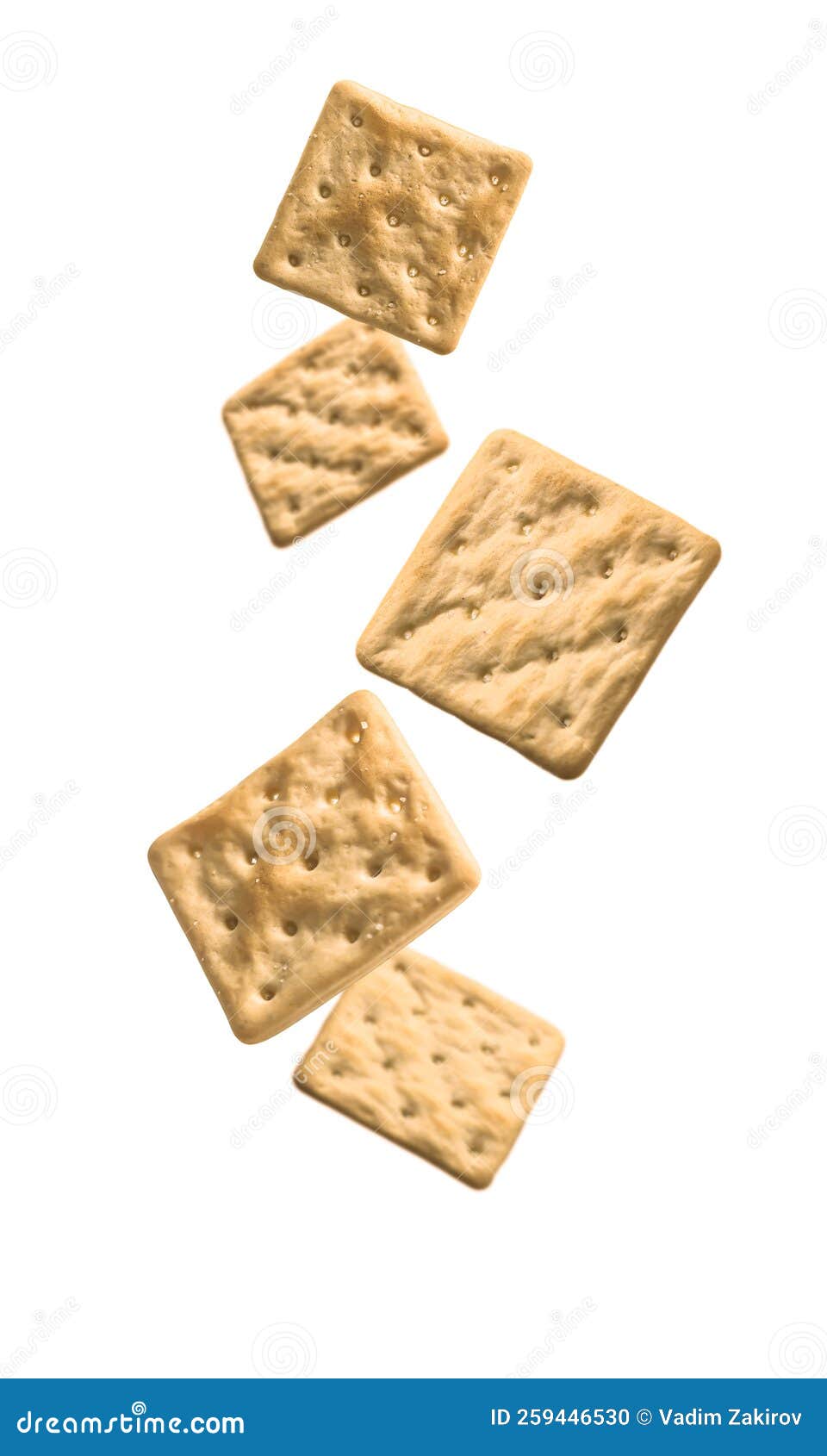 Flying Group of Dry Crackers Isolated on White Background with Shadow ...