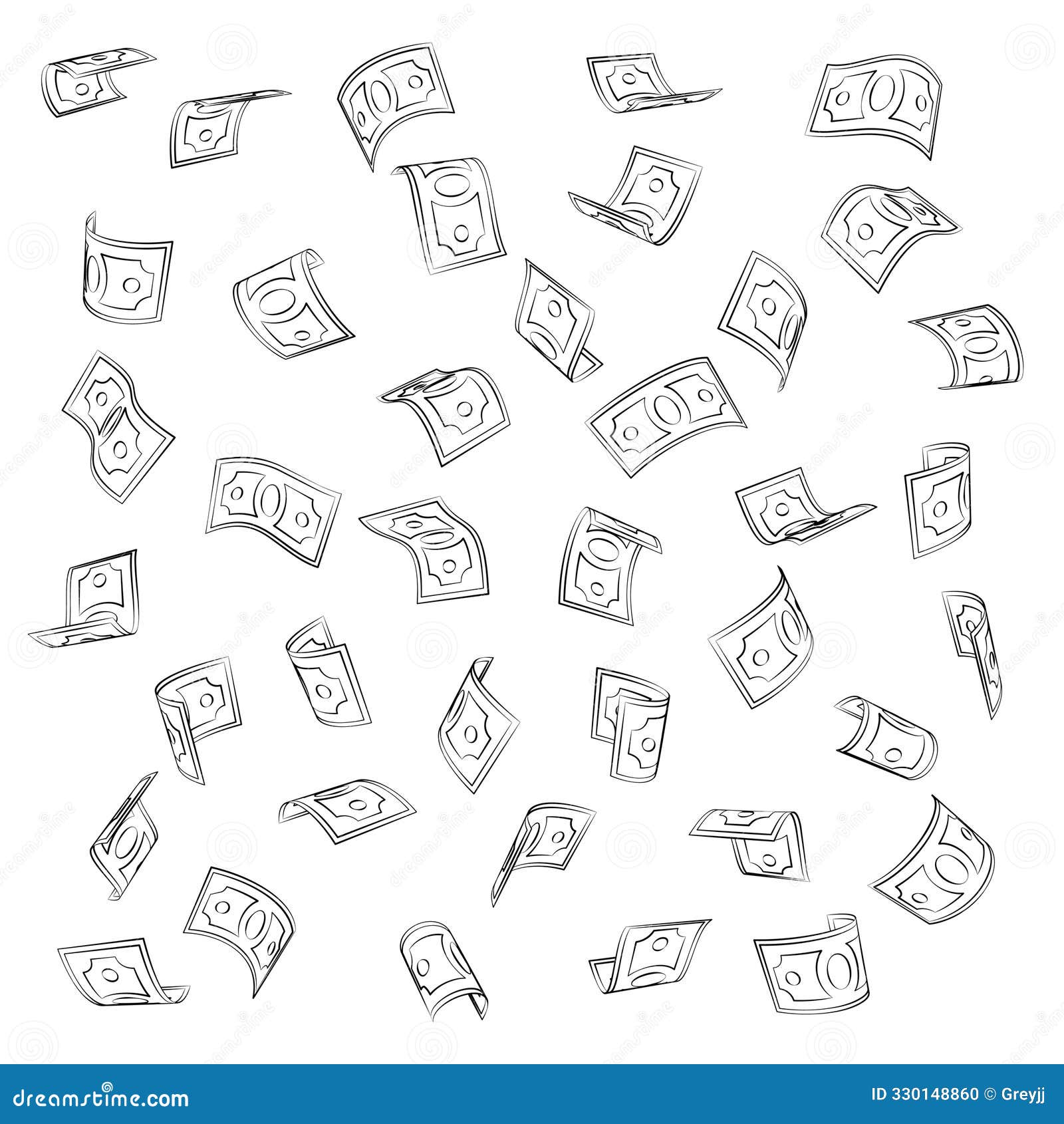 Flying Hand-Drawn Cartoon Banknotes Stock Illustration - Illustration ...