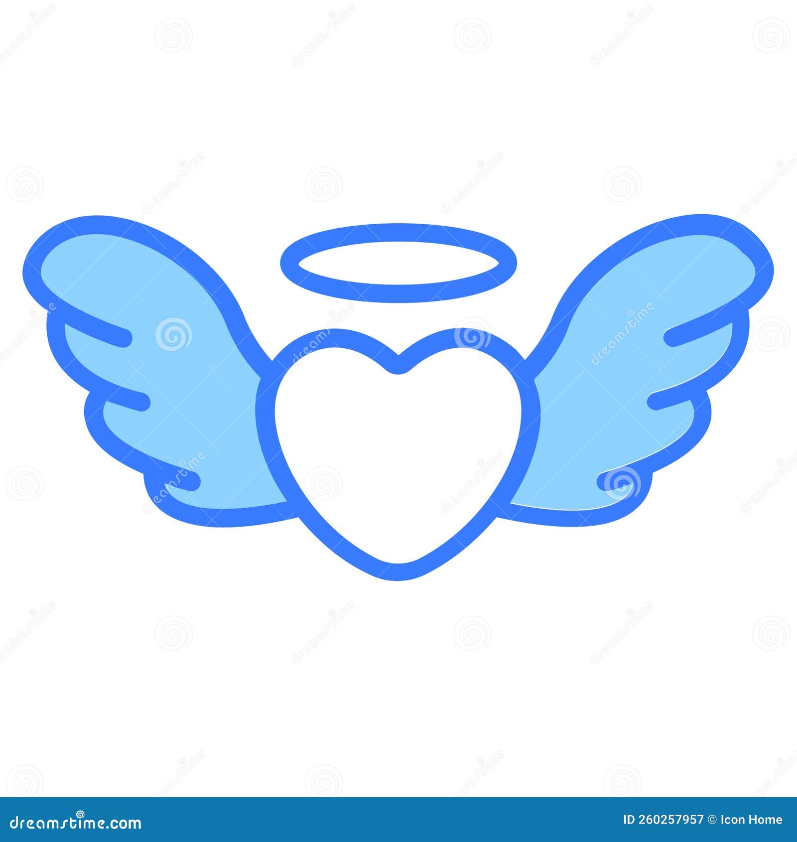 Flying Hart, Wings, Angle Icon, Simple Design Blue Line Stock Vector ...