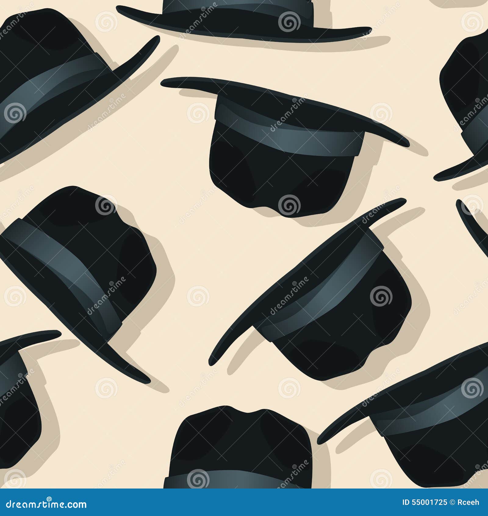 Flying hats pattern stock illustration. Illustration of detective ...