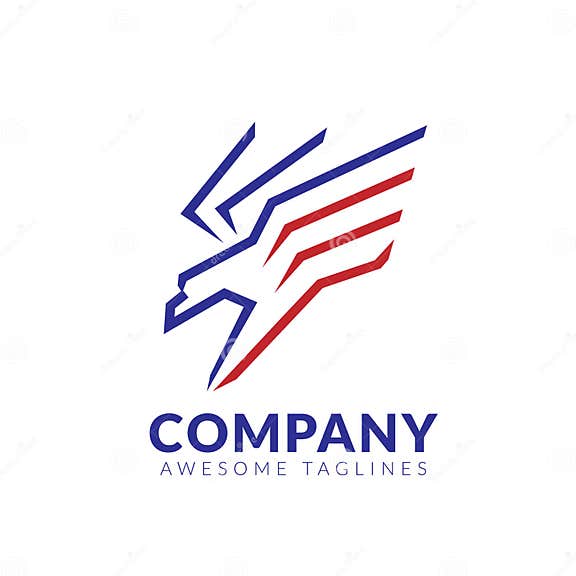 Flying Hawk Logo Linear Design Template Stock Vector - Illustration of ...