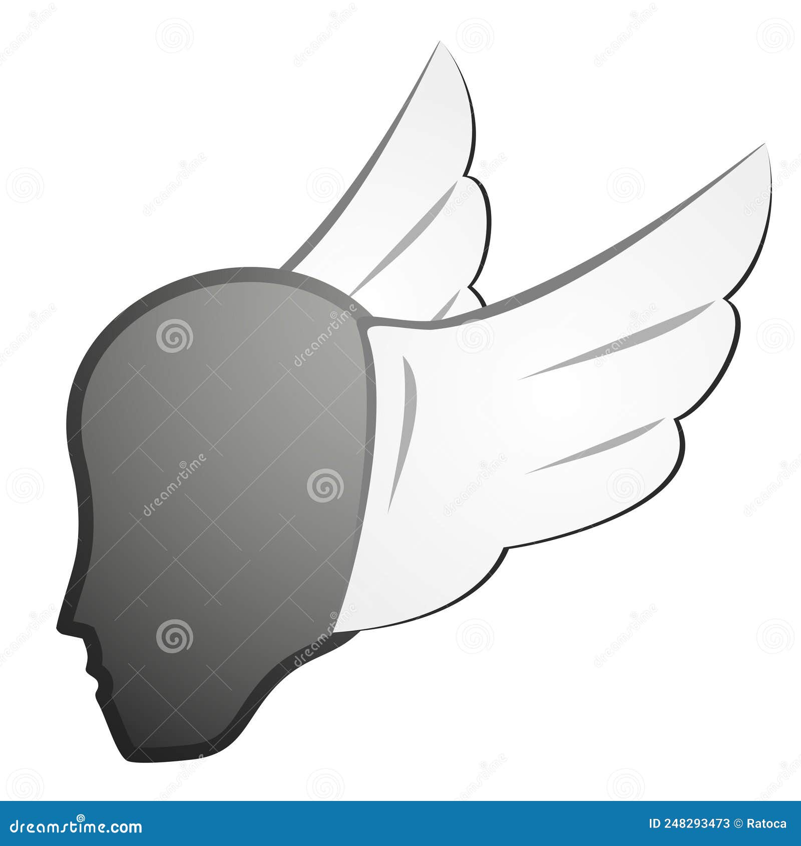 Flying Big Head Light Bulb Lamp Pencil With Wing And Toga Hat Vector ...