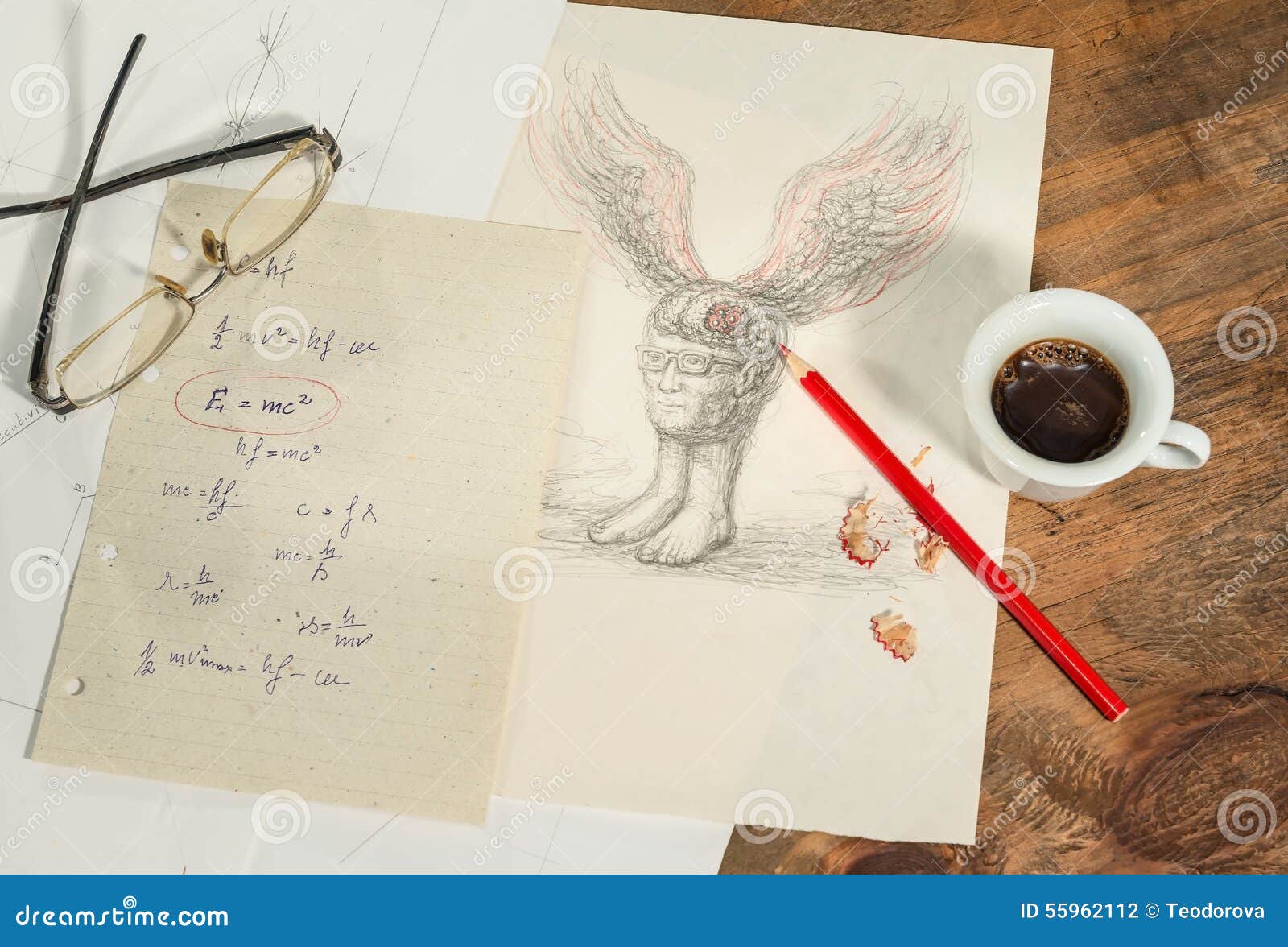 Flying Head with a Cup of Coffee. Stock Photo - Image of communication ...