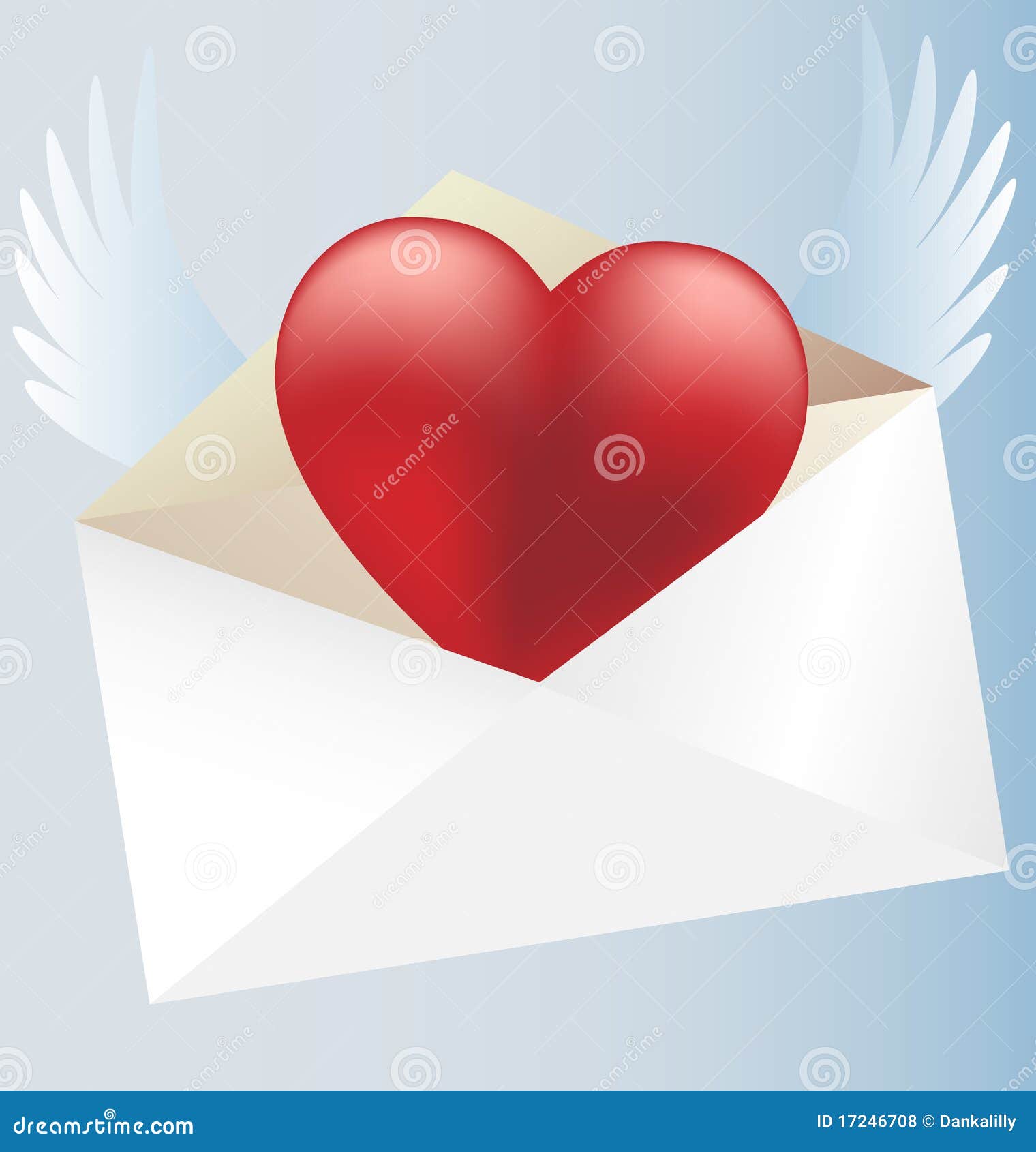 Flying heart stock vector. Illustration of feelings, envelope - 17246708
