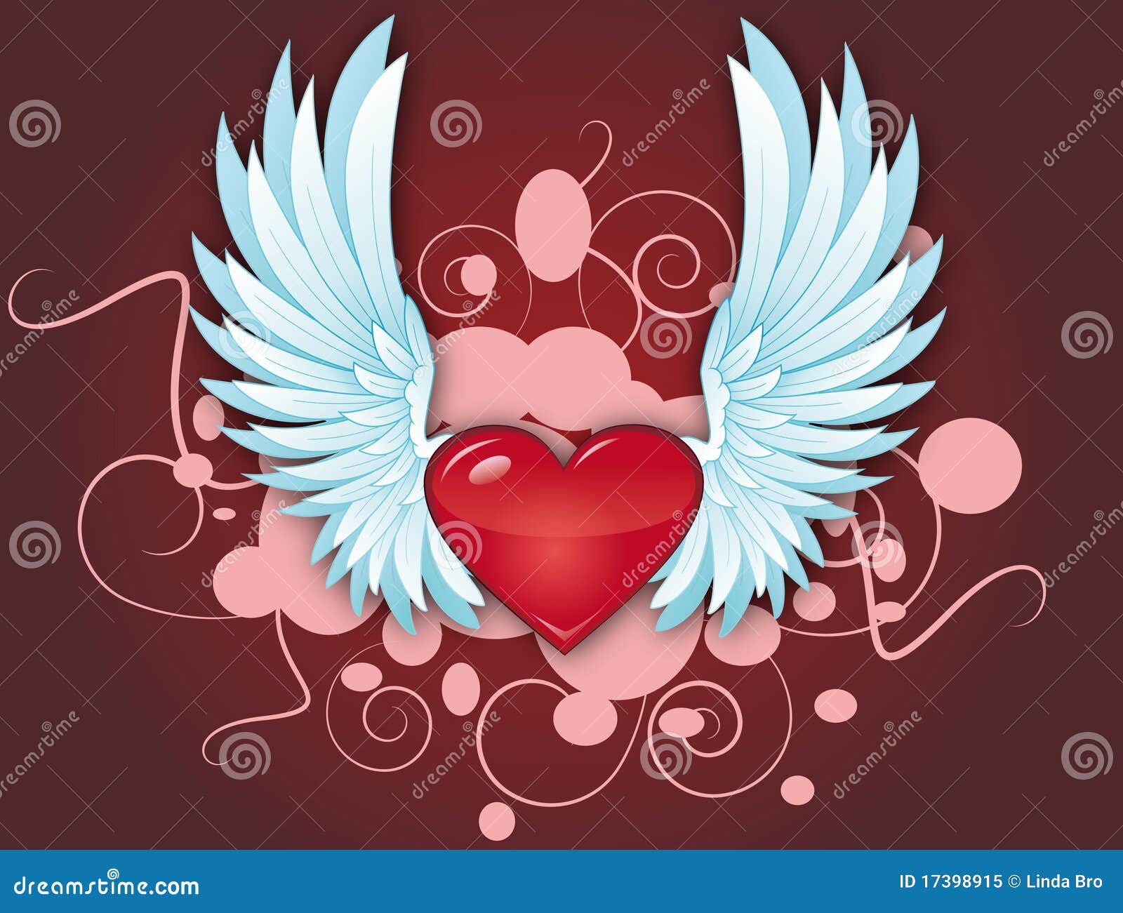 Flying heart stock vector. Illustration of feathers, friendship - 17398915
