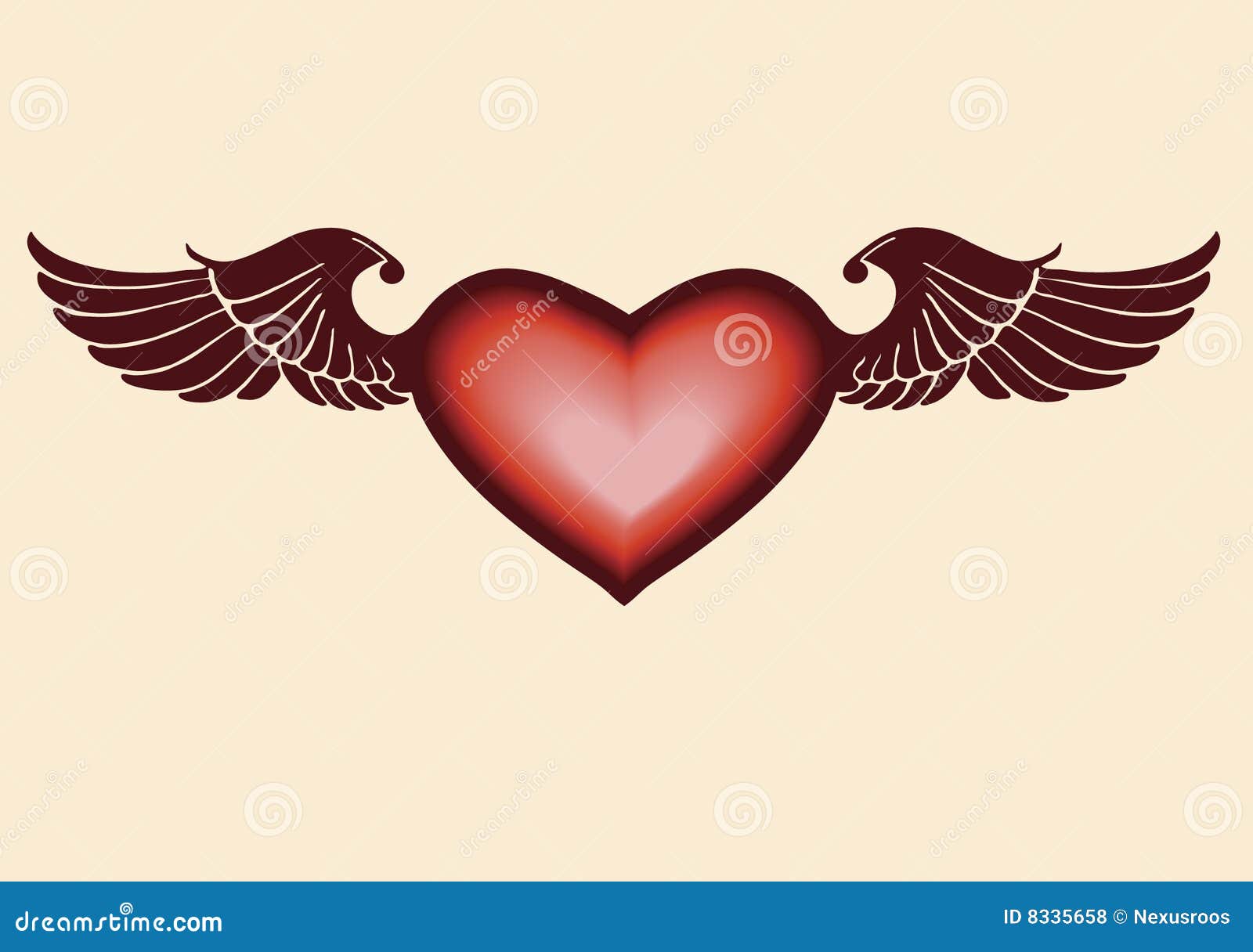 Flying heart stock vector. Illustration of rose, pain - 8335658