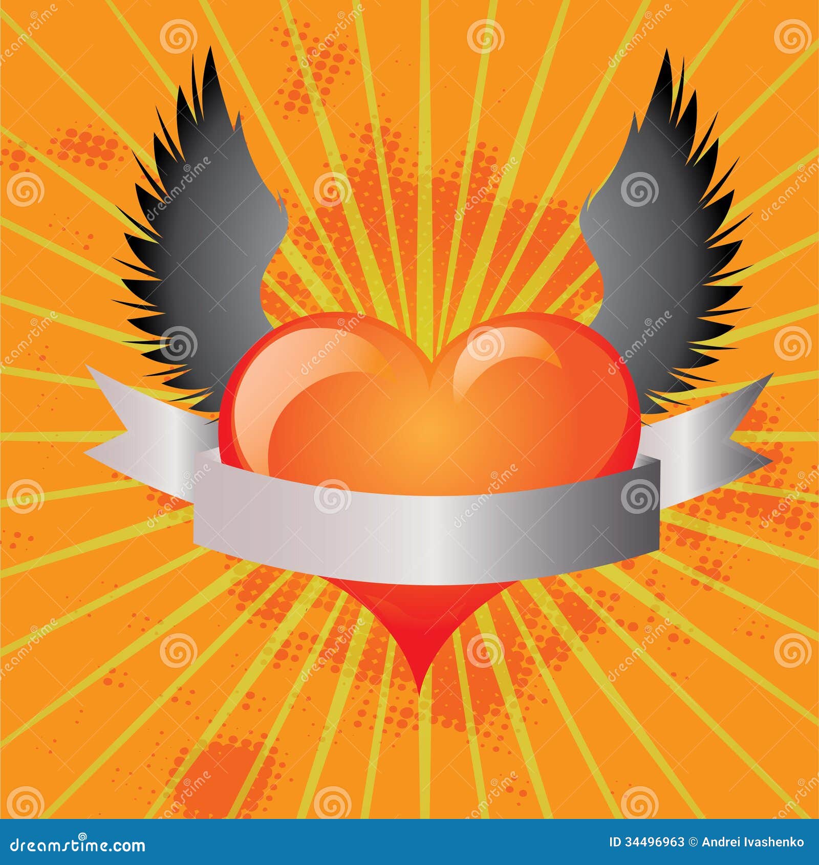 Flying heart stock vector. Illustration of design, card - 34496963
