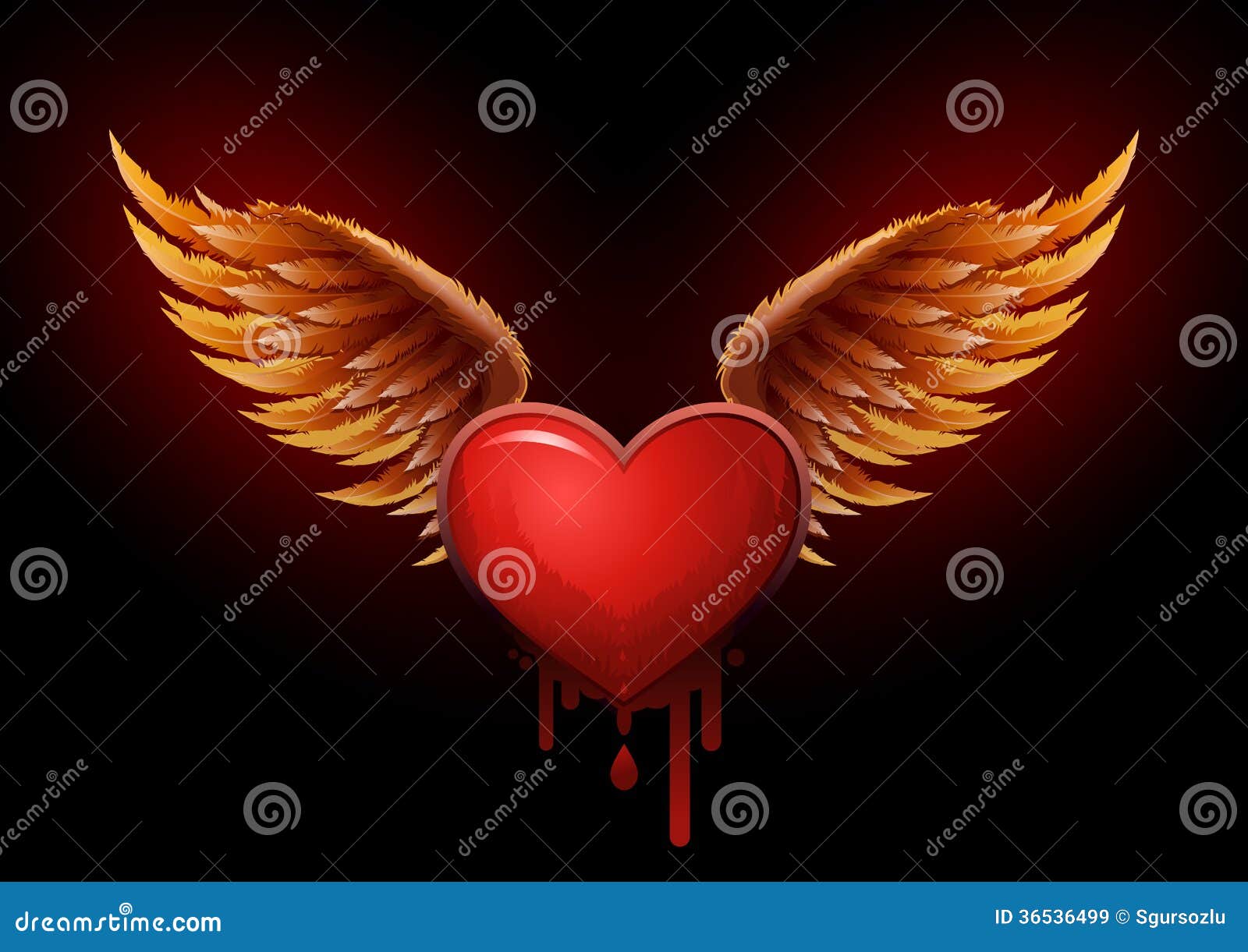 Flying heart stock vector. Illustration of design, drawing - 36536499
