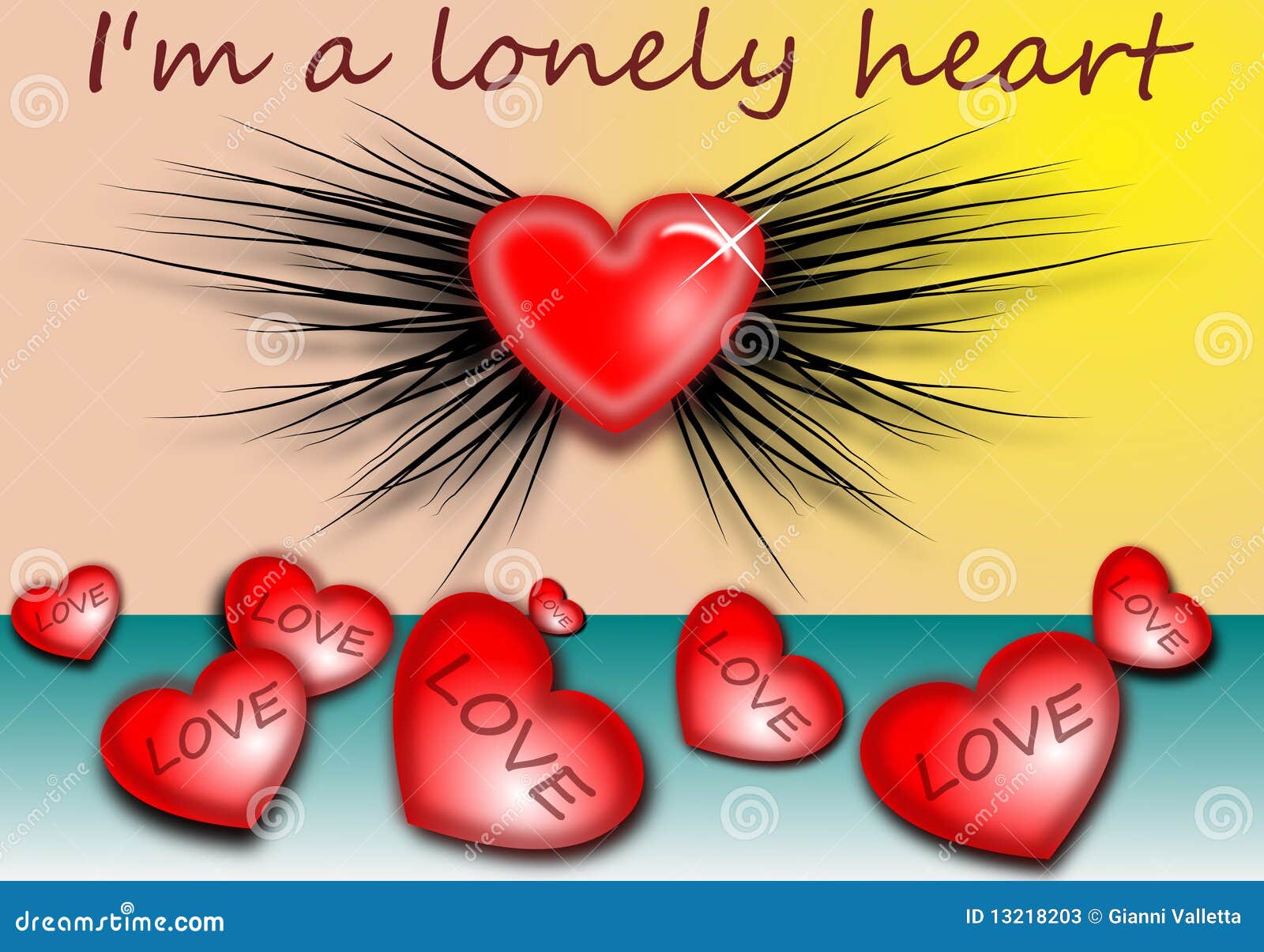 Flying Heart with Many Love Hearts on the Ground Stock Illustration ...