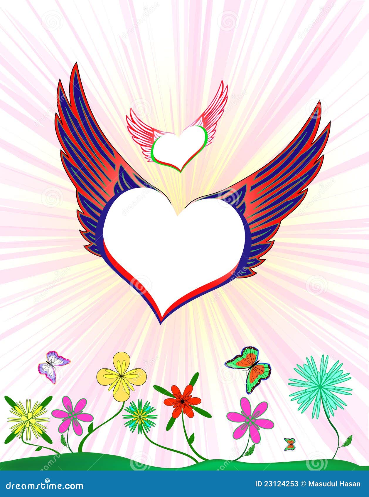 Flying Heart with Wings stock illustration. Illustration of flying ...