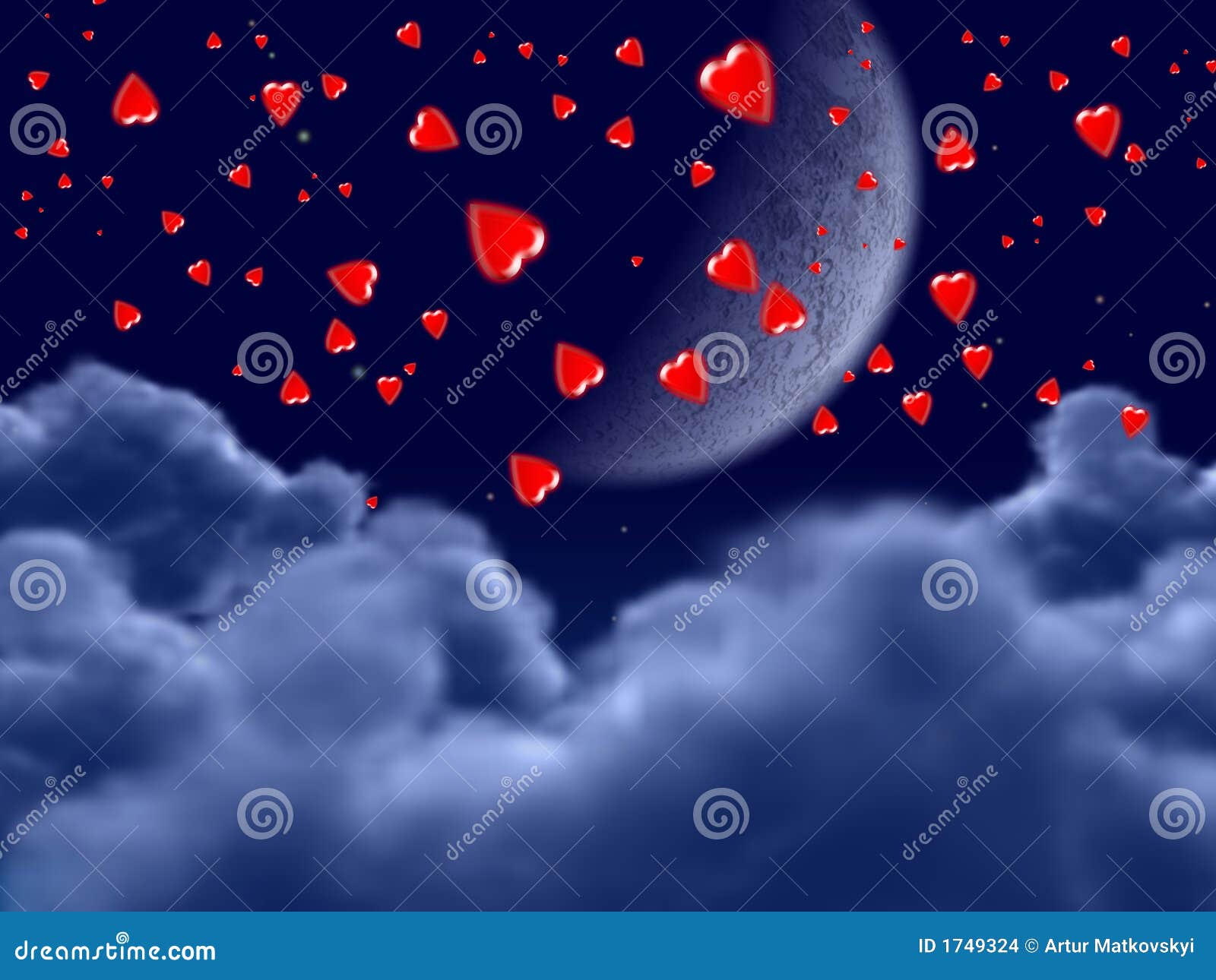 Flying hearts stock illustration. Illustration of scarlet - 1749324