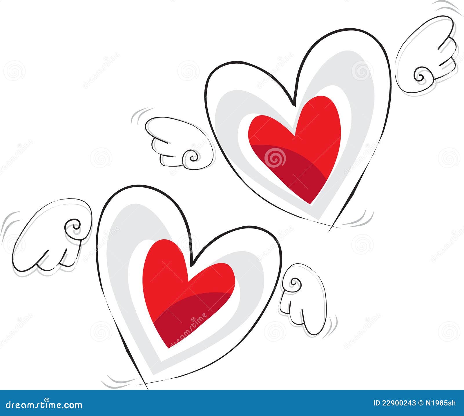 Flying hearts stock vector. Illustration of curlicues - 22900243